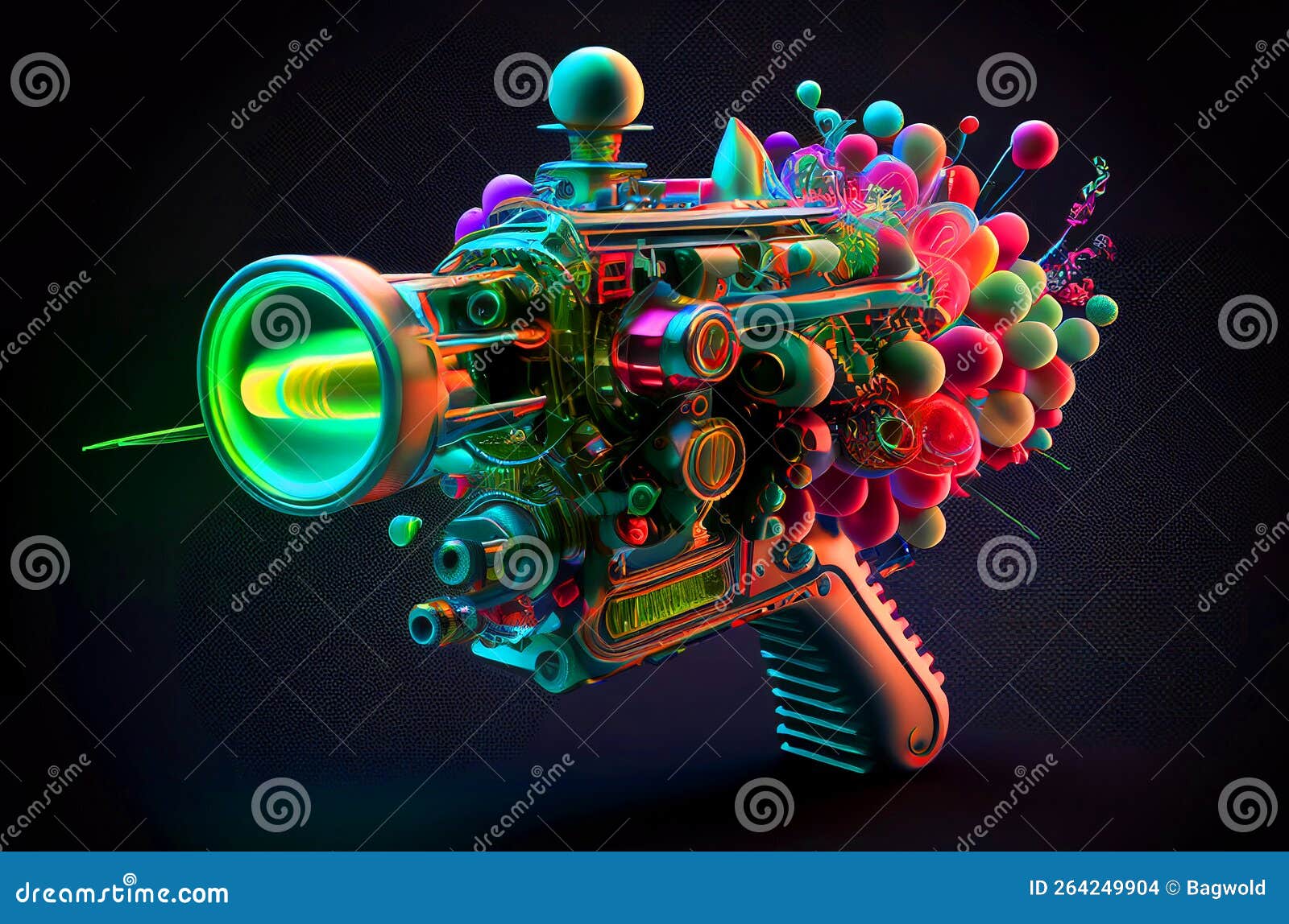 Colourful Si-Fi Ray Gun Generative AI Illustration Stock Illustration ...