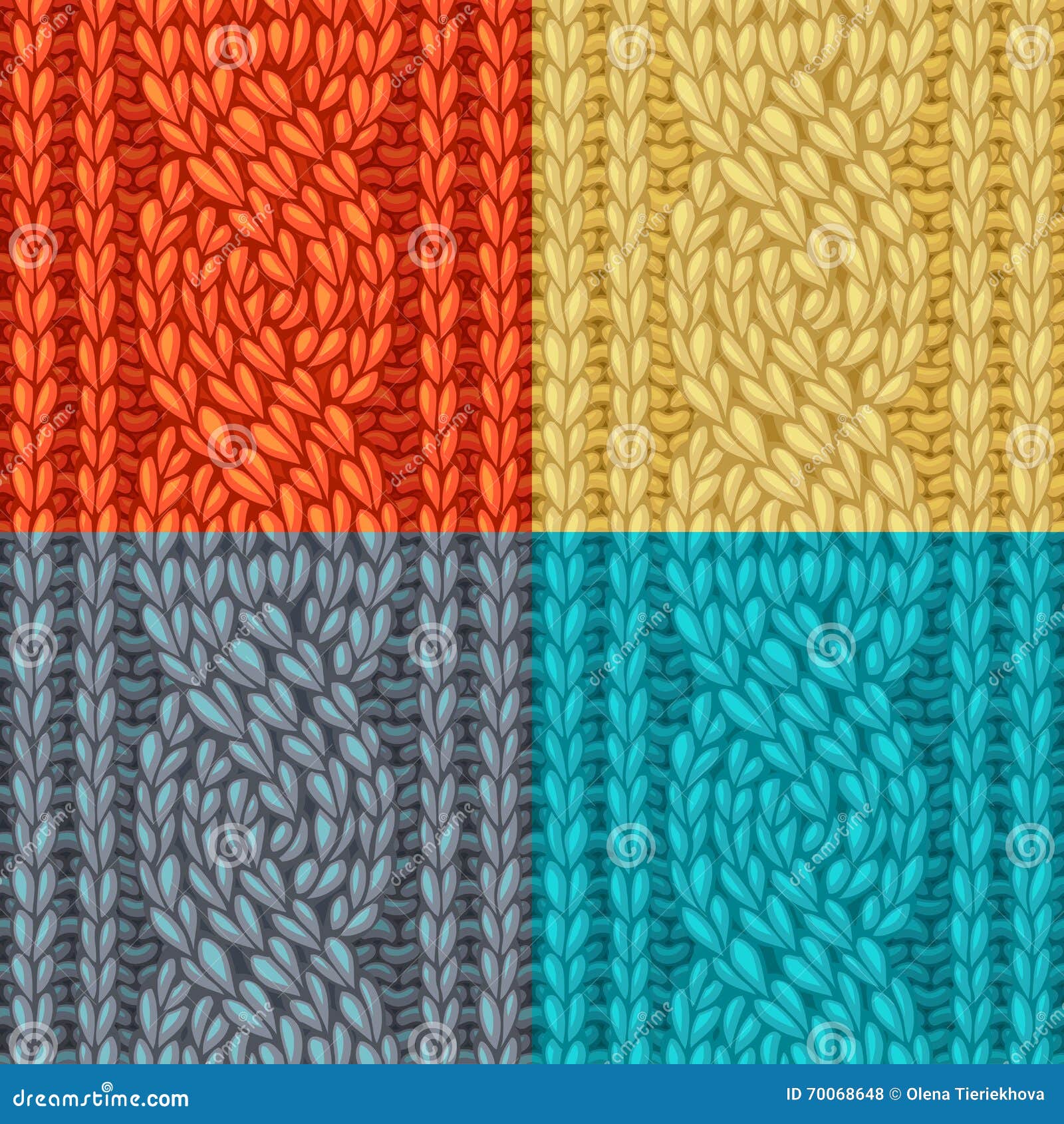 Set Of Six-Stitch Cable Stitch Patterns. Vector Illustration ...