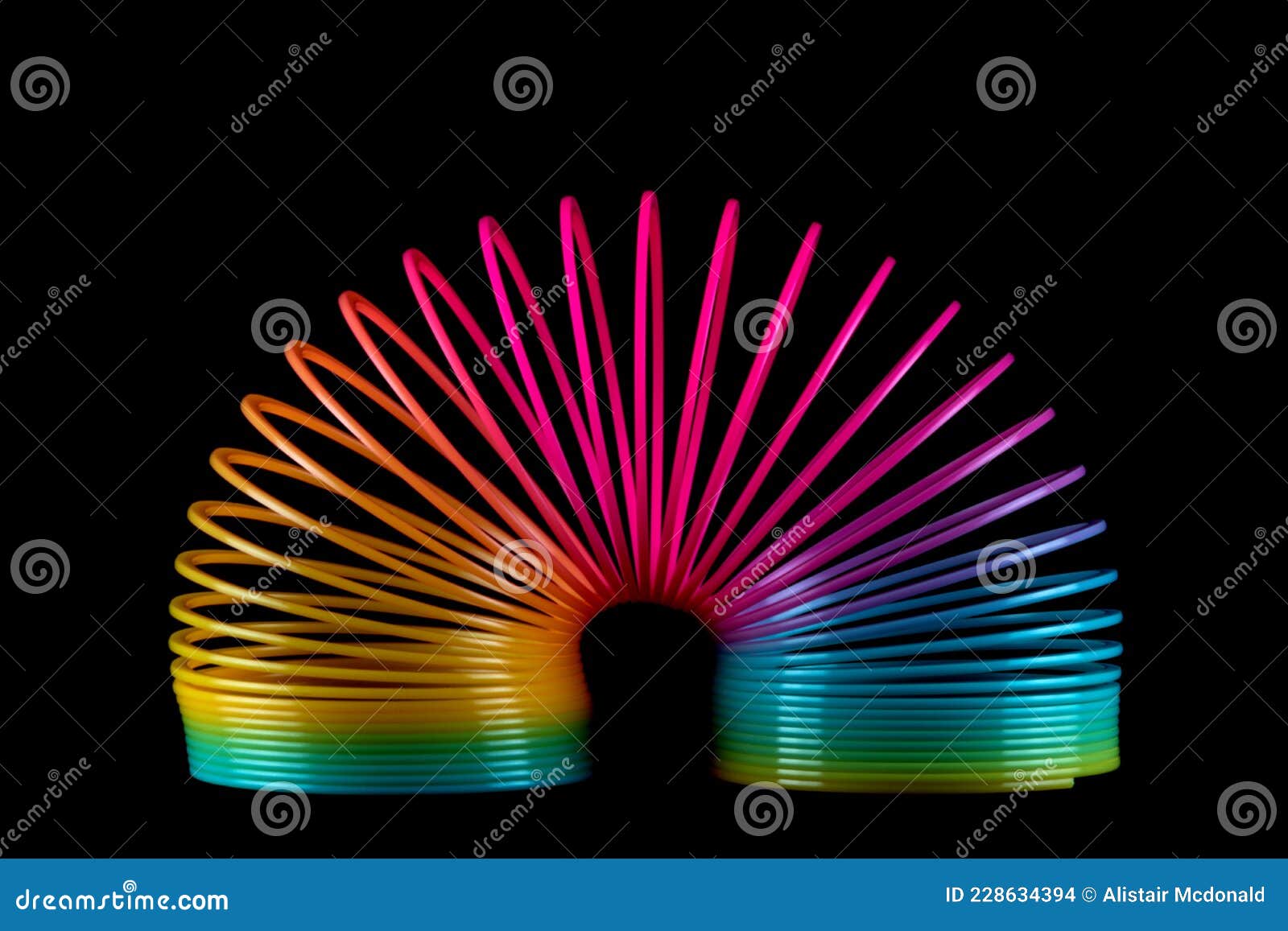 Colourful Slinky Spring Toy on a Black Background Editorial Stock Image ...