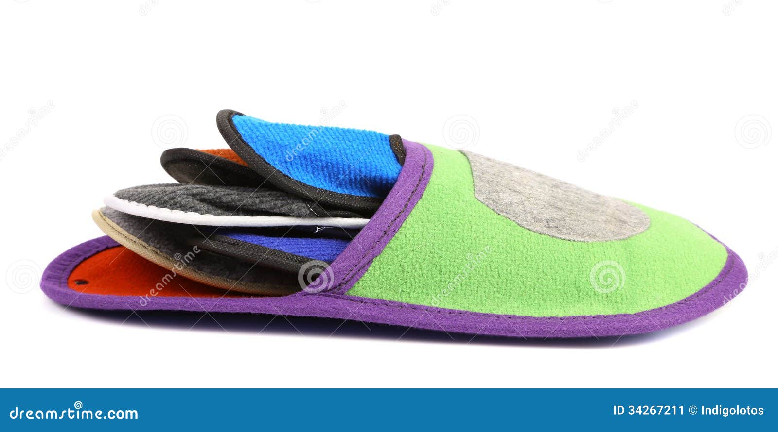 Colourful Slippers into Big Slipper Stock Image - Image of houseshoe ...