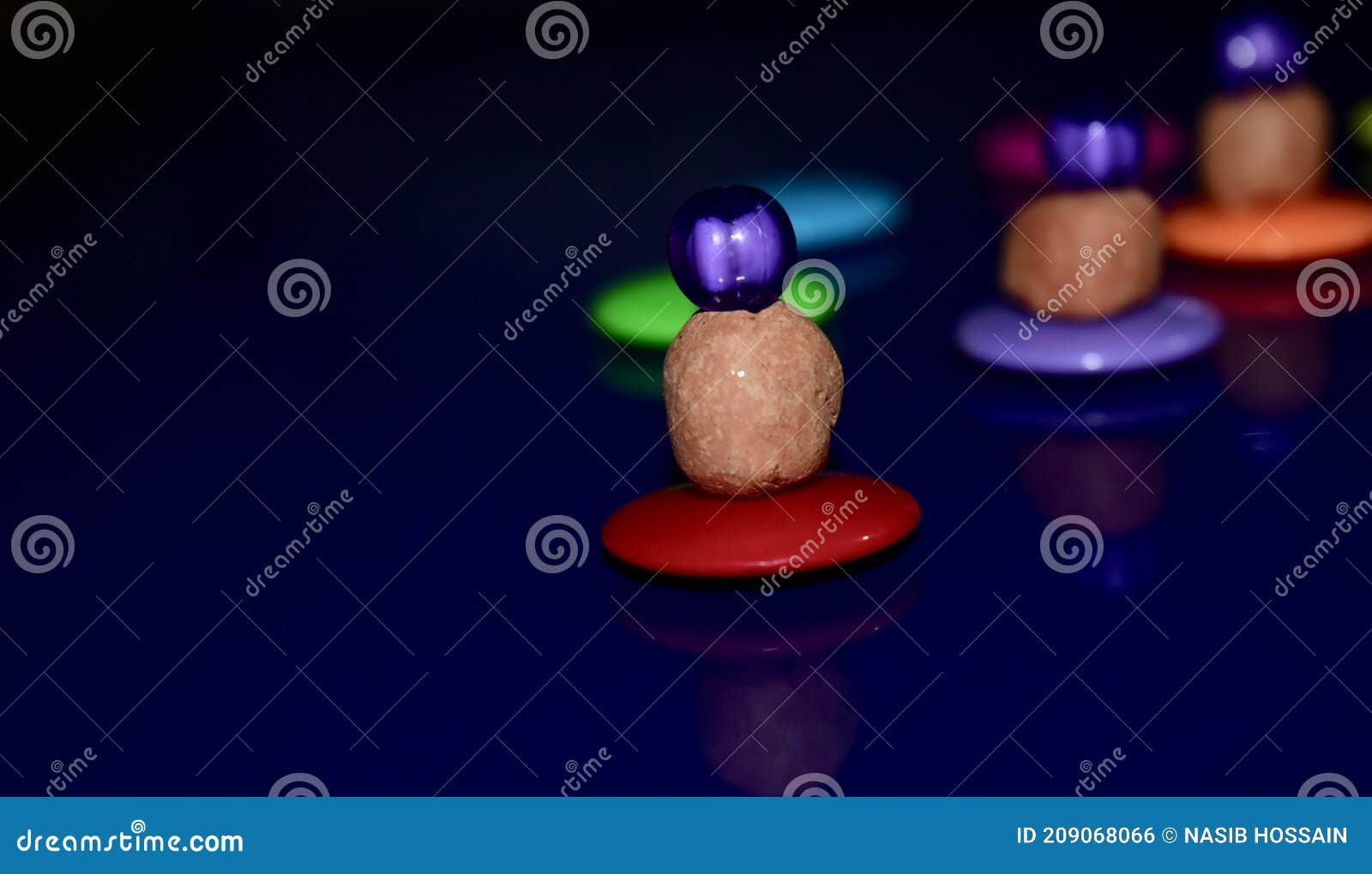 Colourful Small Objects on a Blue Surface Photo Stock Photo - Image of ...