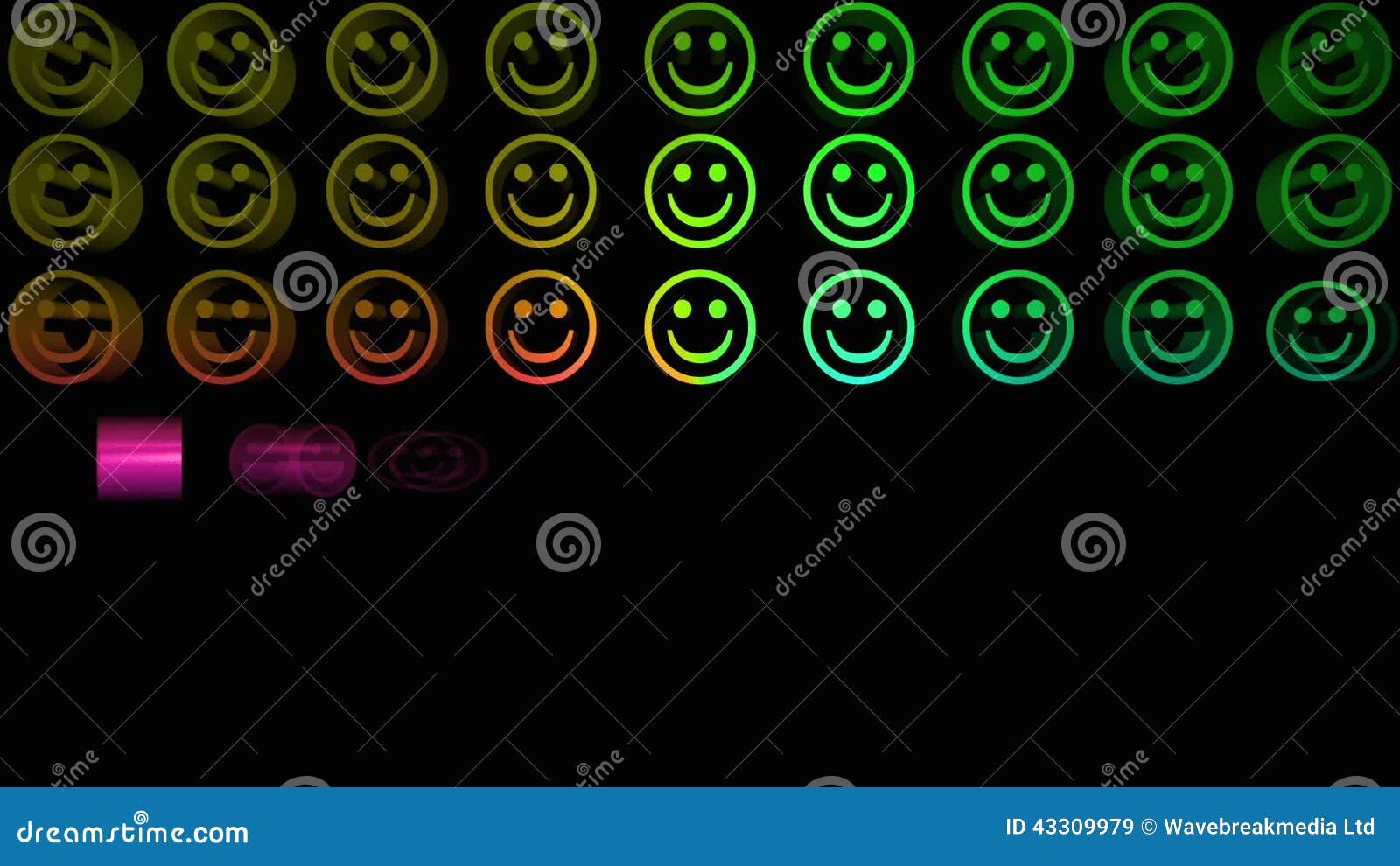 Colourful Smiley Faces Appearing in a Grid Stock Video - Video of green ...