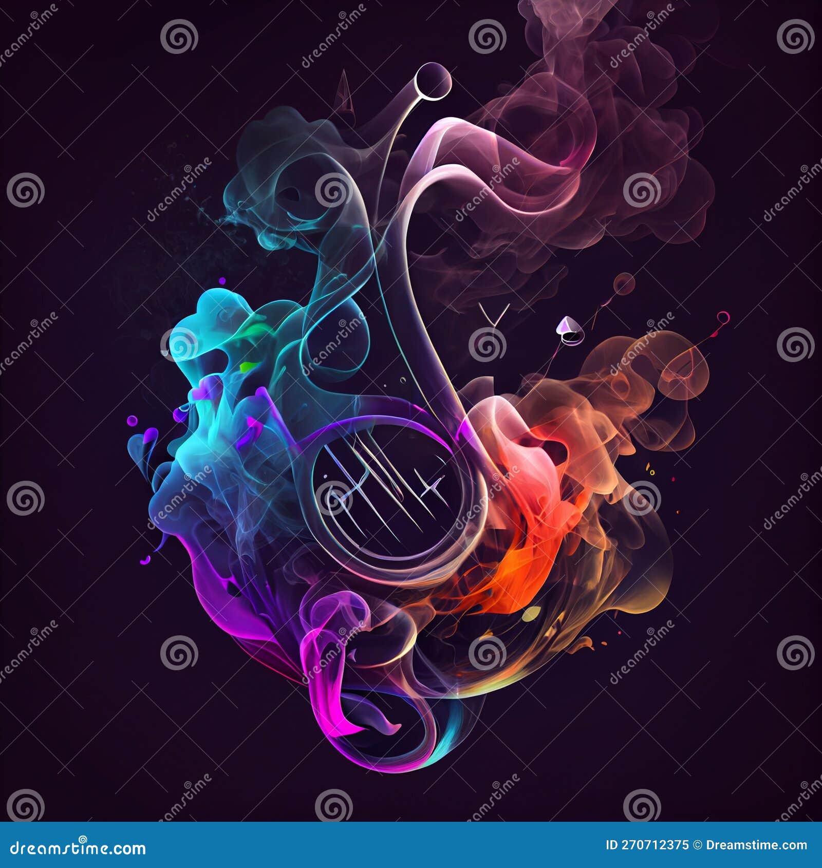 Colourful Smoke with Music Notes, Illustration, Generative Ai Stock ...