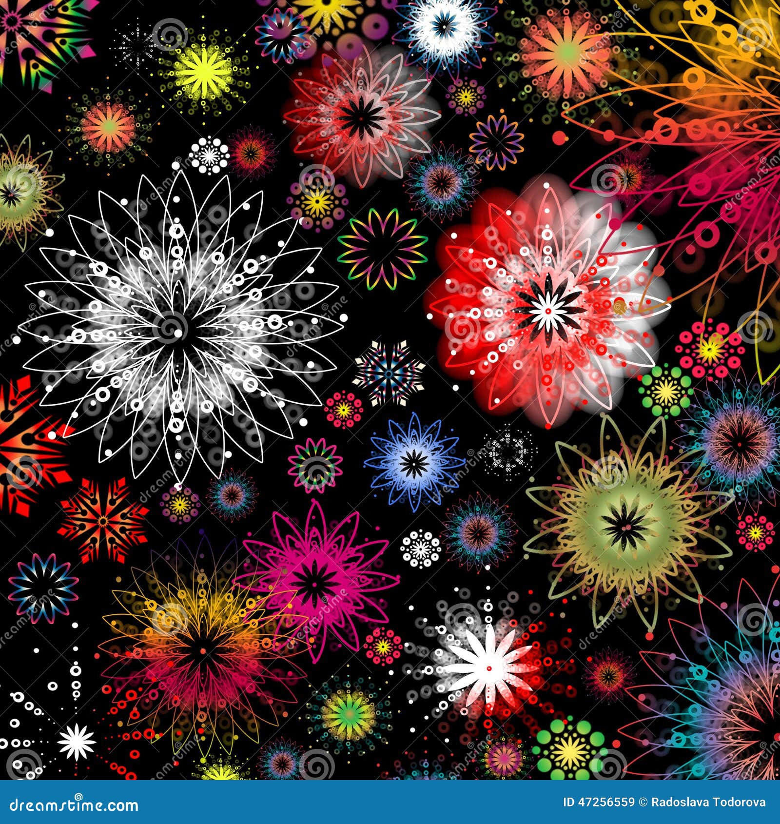 Colourful Snowflakes stock illustration. Illustration of digital - 47256559