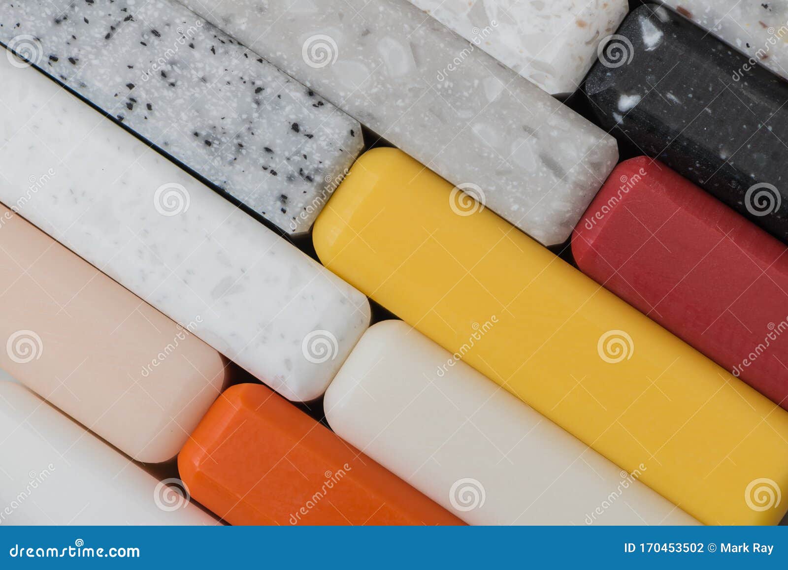 Colourful Solid Surface Samples. Close Up View Stock Photo - Image of ...