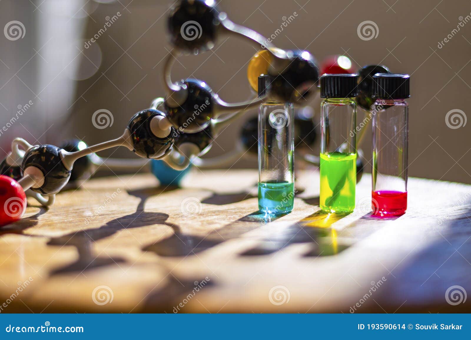 Colourful Solutions in Different Vials with Capillary Under the Light ...