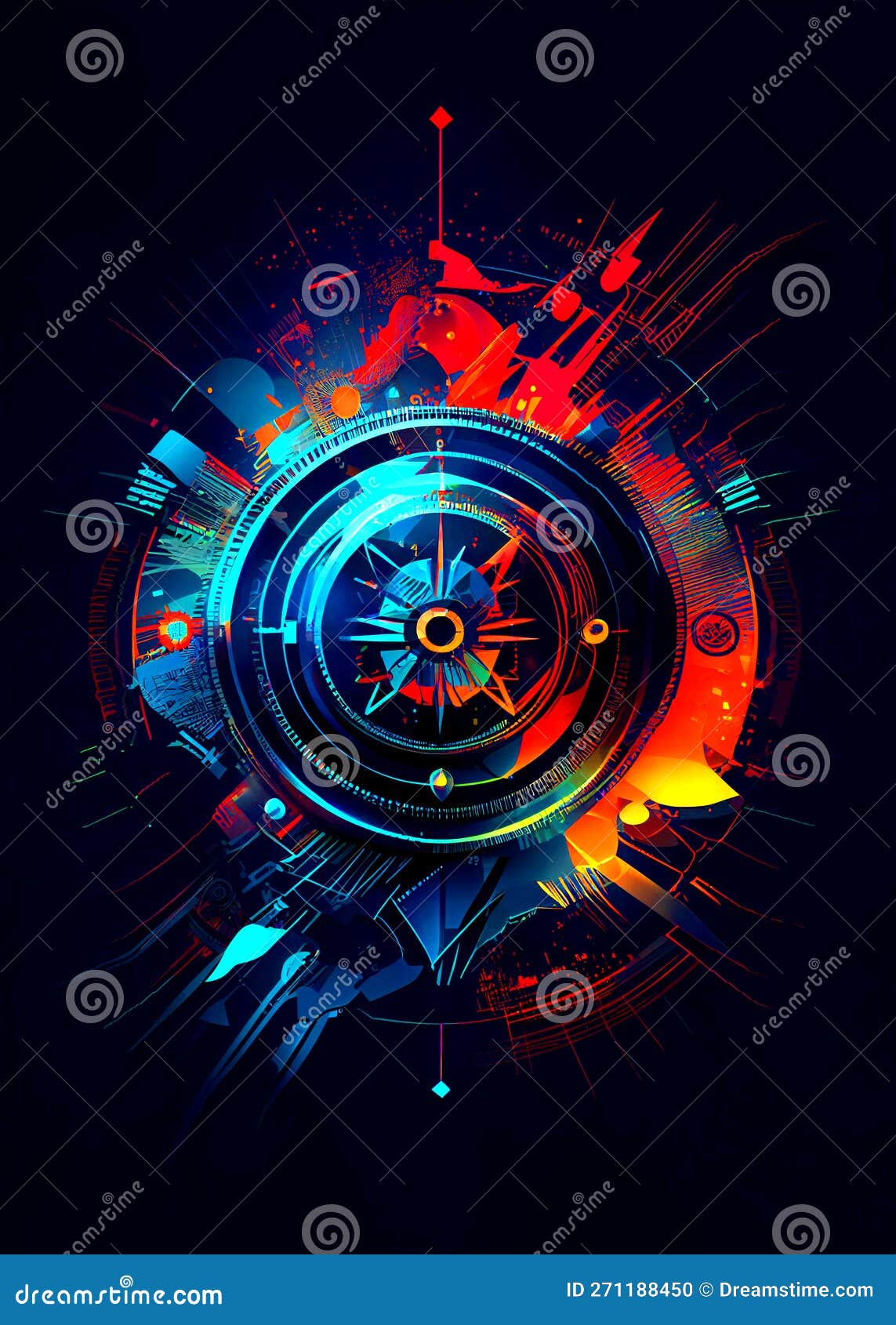 Colourful Space Compass - Generative AI Illustration Stock Illustration ...