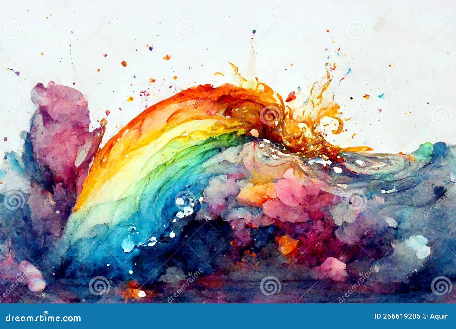 Watercolor Rainbow Splash. Abstract Rainbow Coloured Watercolor ...