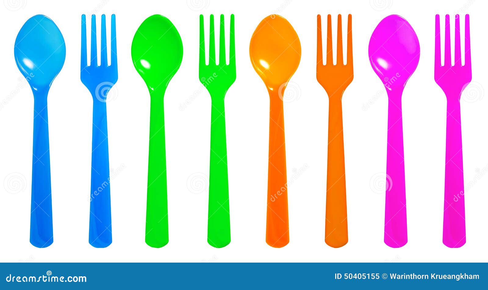 Colourful spoon and fork stock image. Image of blue, cutlery - 50405155