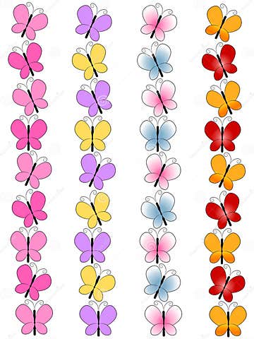 Colourful Spring Butterfly Borders Stock Illustration - Illustration of ...