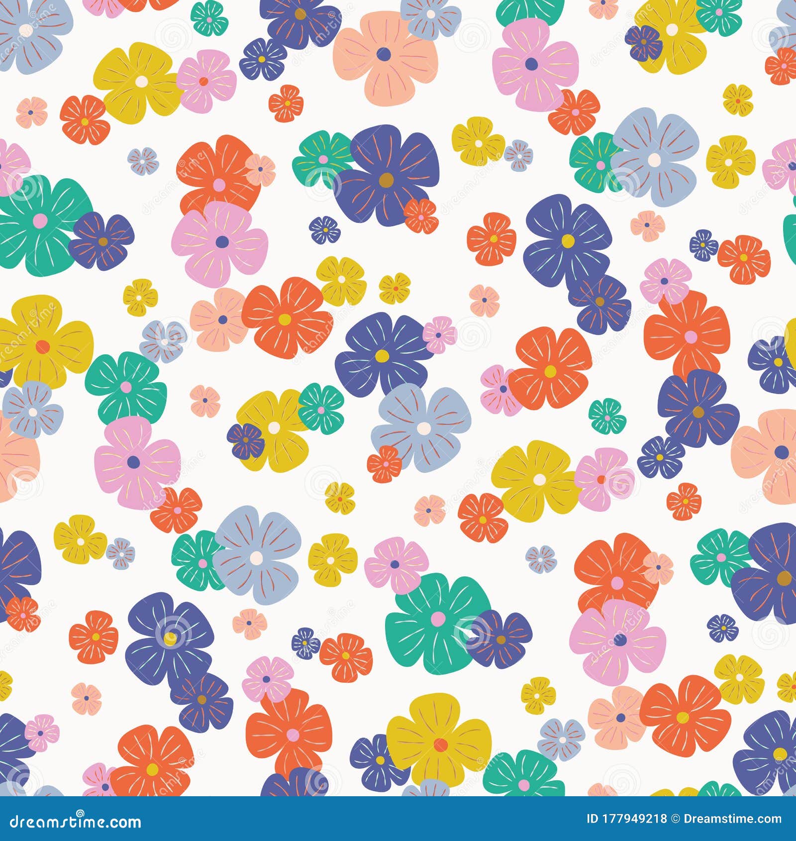 Colourful Spring Summer Scattered Flowers Seamless Repeat Vector ... Colourful Spring Summer Scattered Flowers Seamless Repeat Vector ...
