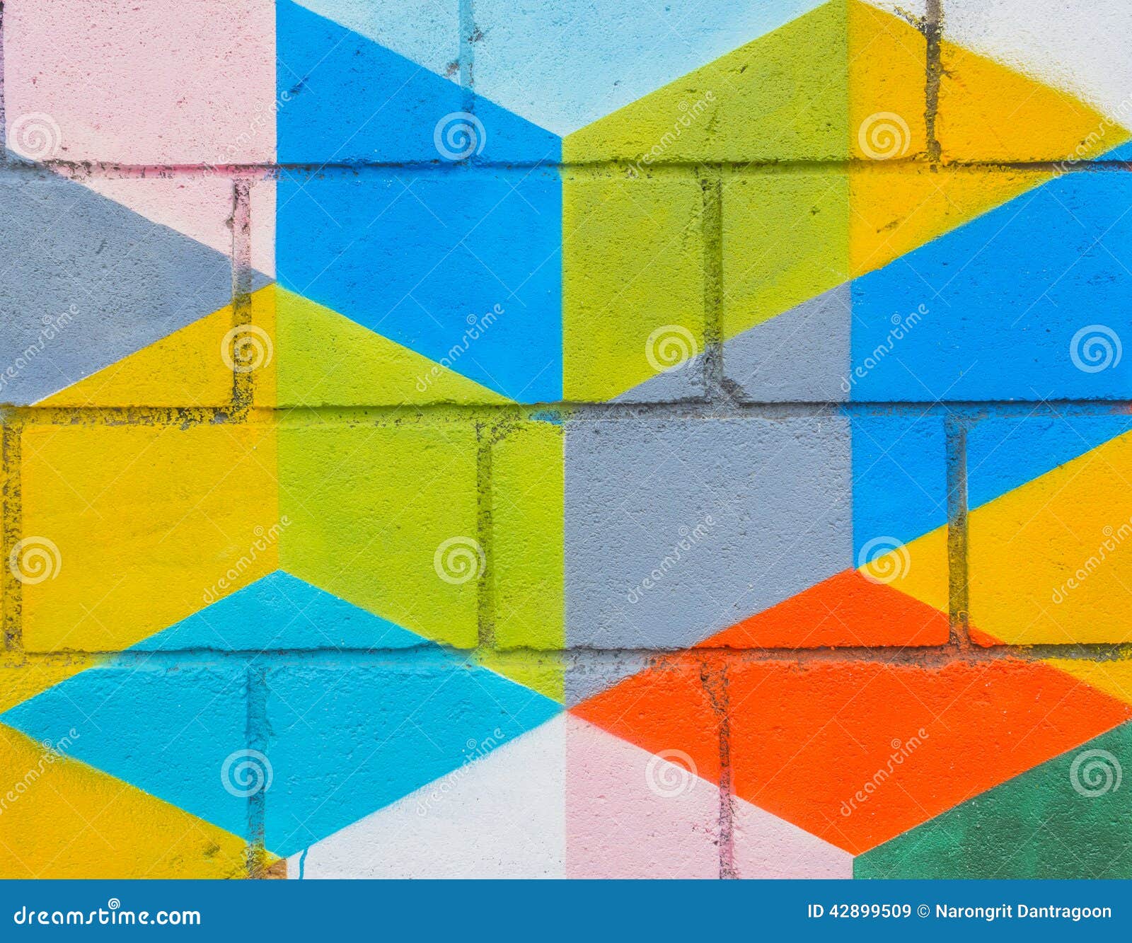 Colourful Square Painted on Grunge Wall Stock Image - Image of paint ...