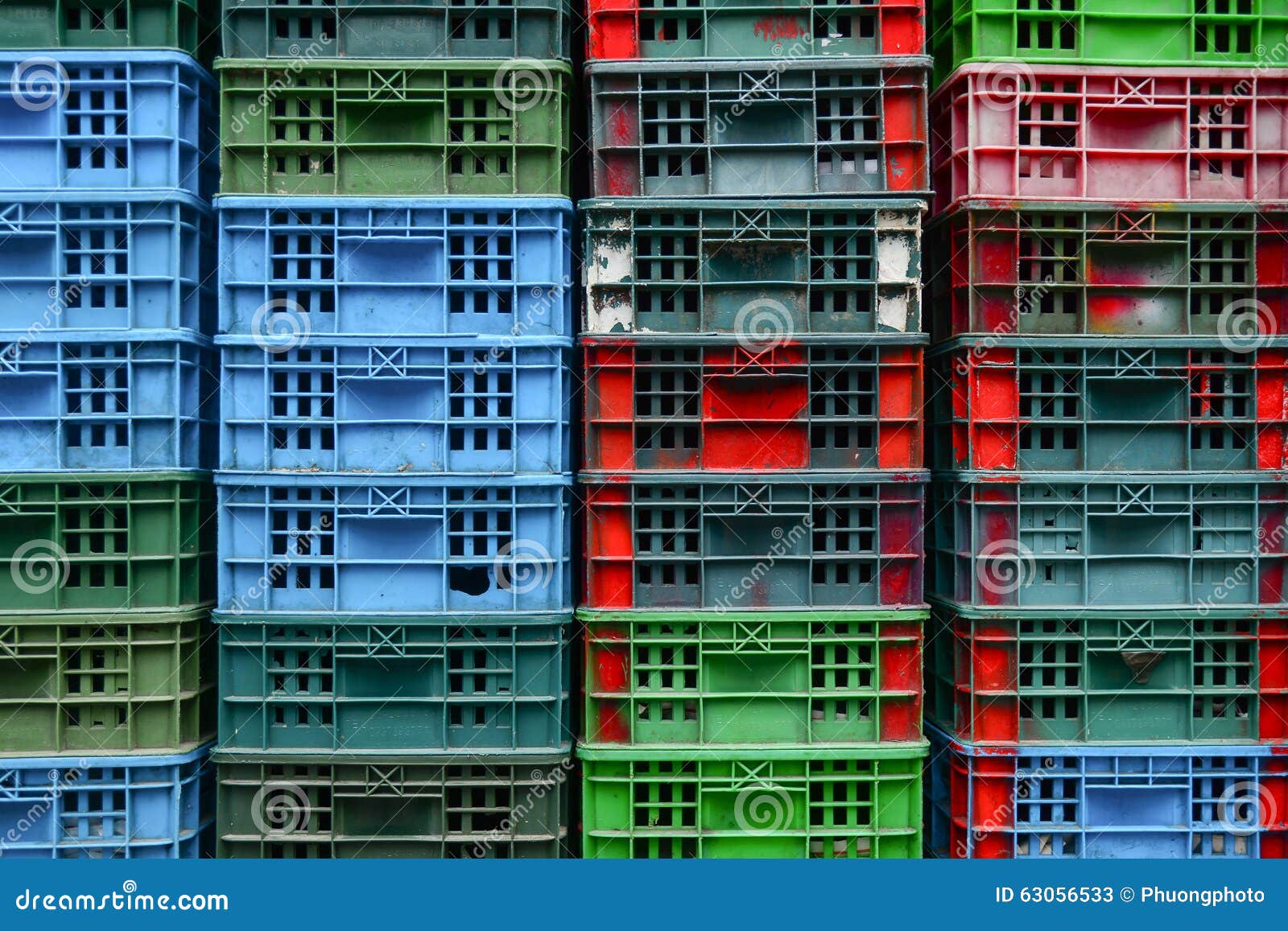 Colourful Stack of Fish Crates on a Vessel Stock Image - Image of crate ...