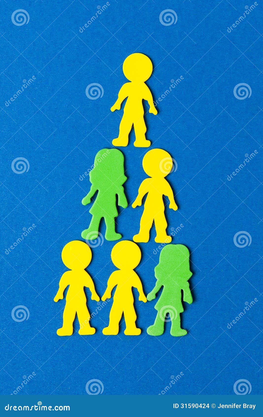 Colourful Stacked Foam People on Blue Background Stock Photo - Image of ...