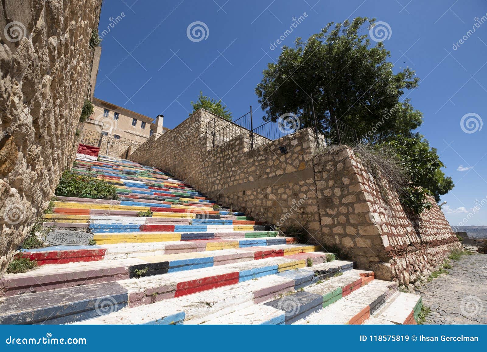 Colourful Stairs in Mardin, Turkey Stock Image - Image of blue, stairs ...
