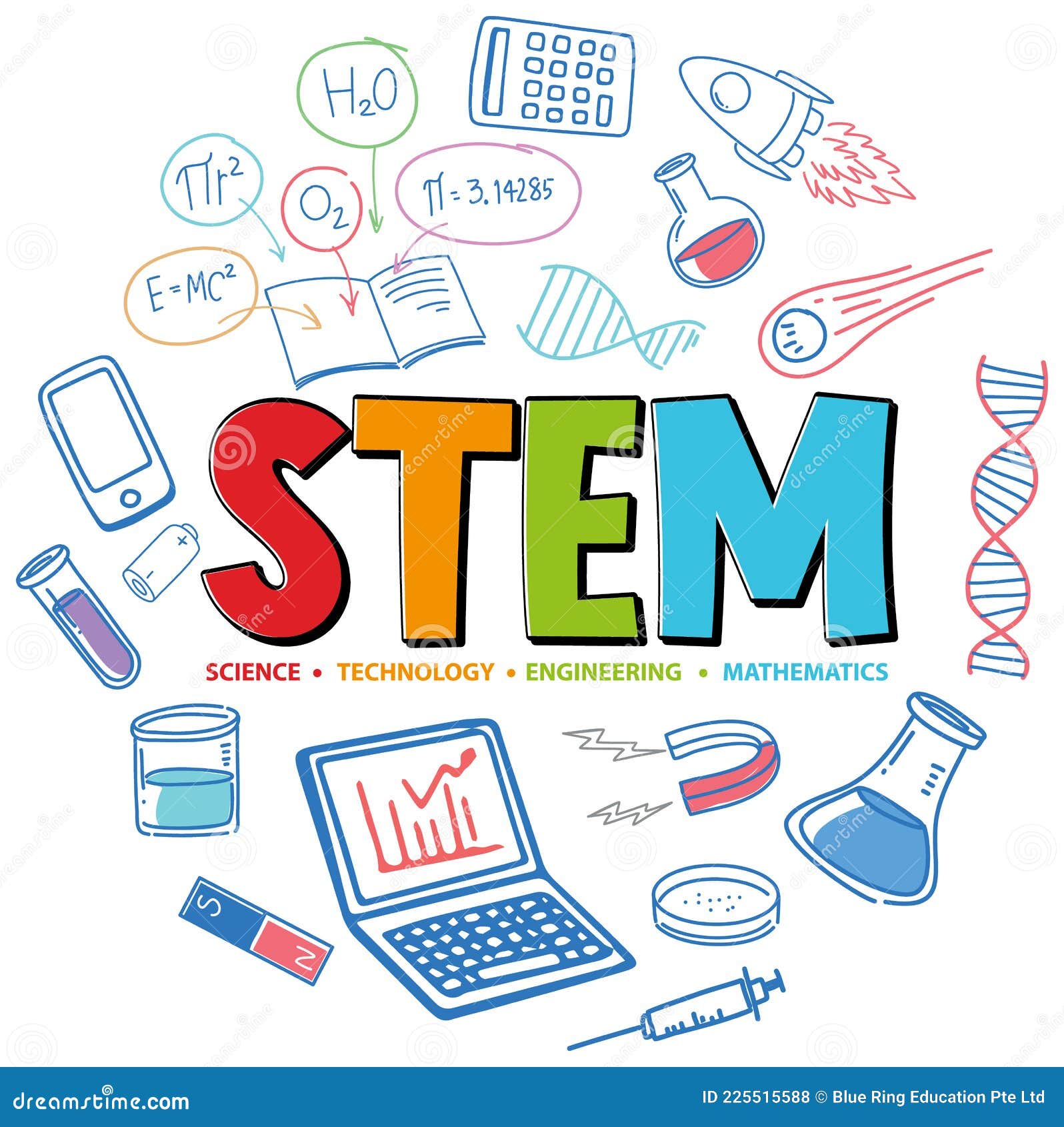 Colourful STEM Education Logo with Learning Elements Stock Vector ...