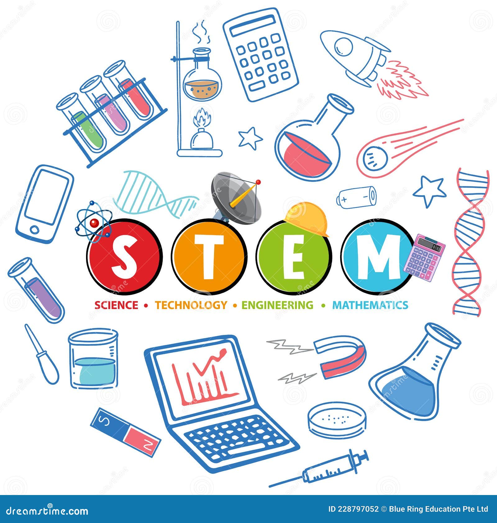 Colourful STEM Education Logo with Learning Elements Stock Vector ...