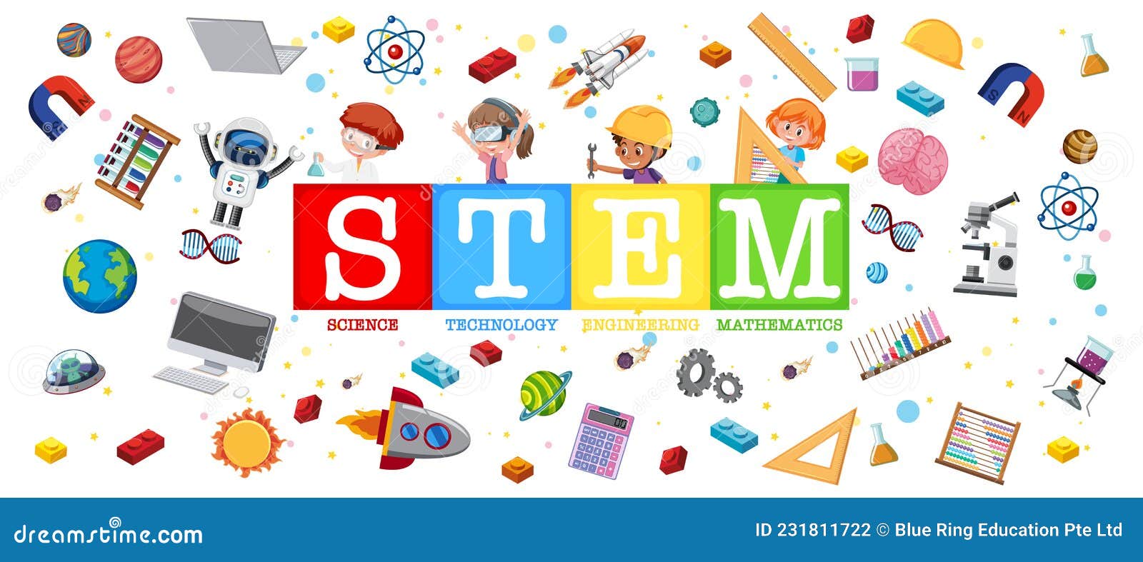 Colourful STEM Education Logo with Learning Elements Stock Vector ...
