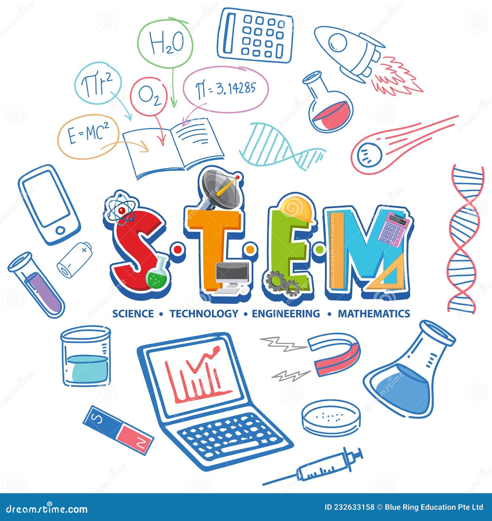 Colourful STEM Education Logo with Learning Elements Stock Vector ...