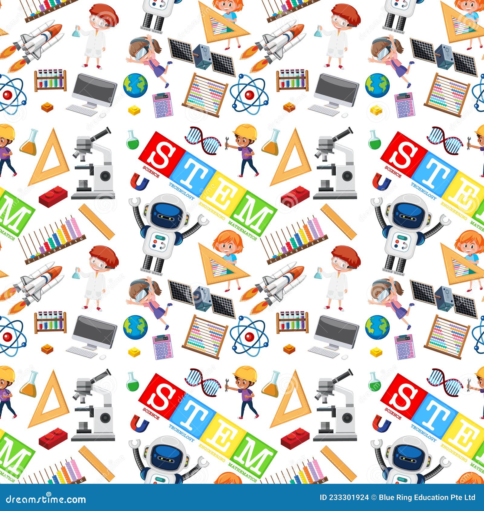 Colourful STEM Education Seamless Background Stock Vector ...