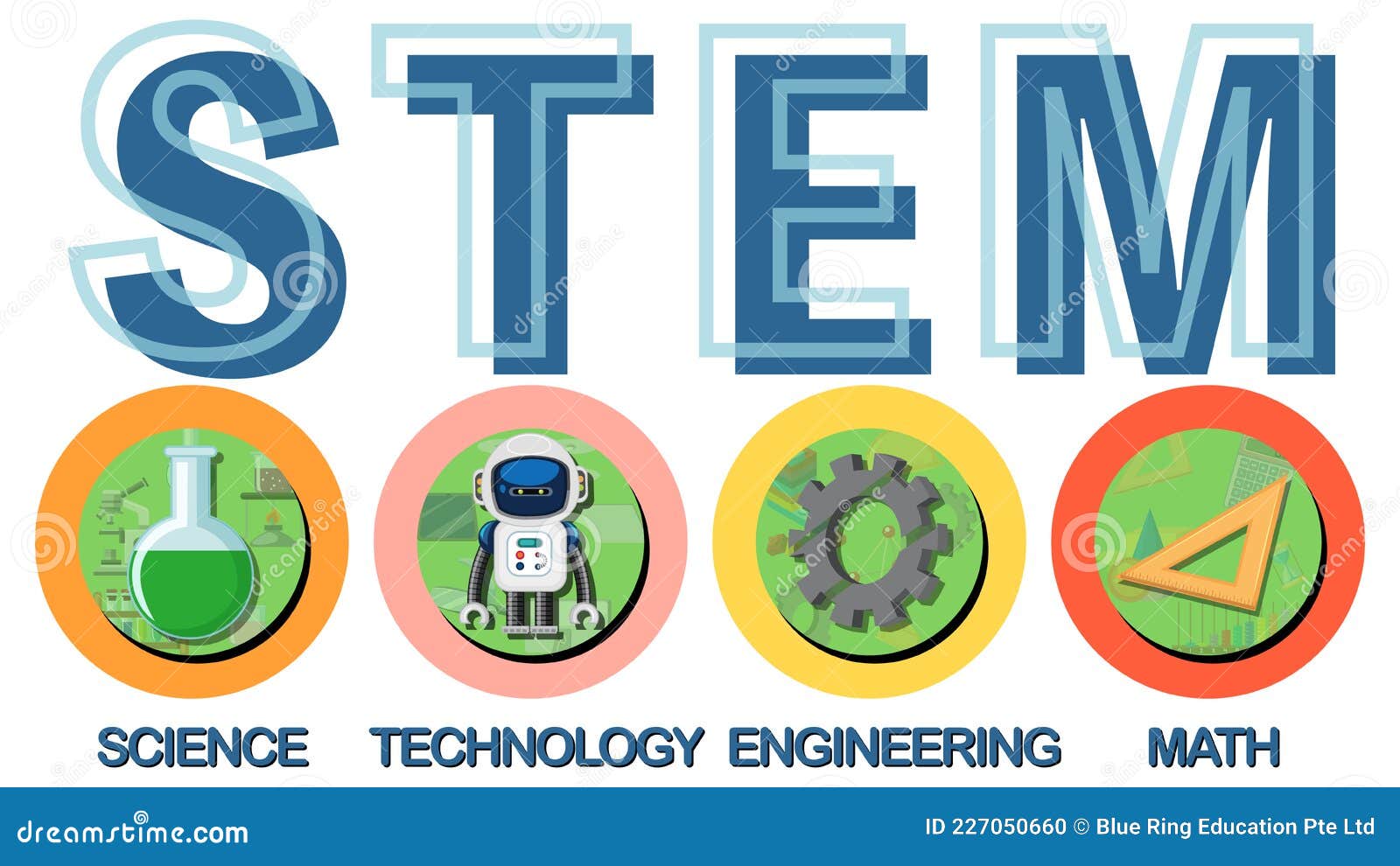 Colourful STEM Education Text Icon Stock Vector - Illustration of learn ...