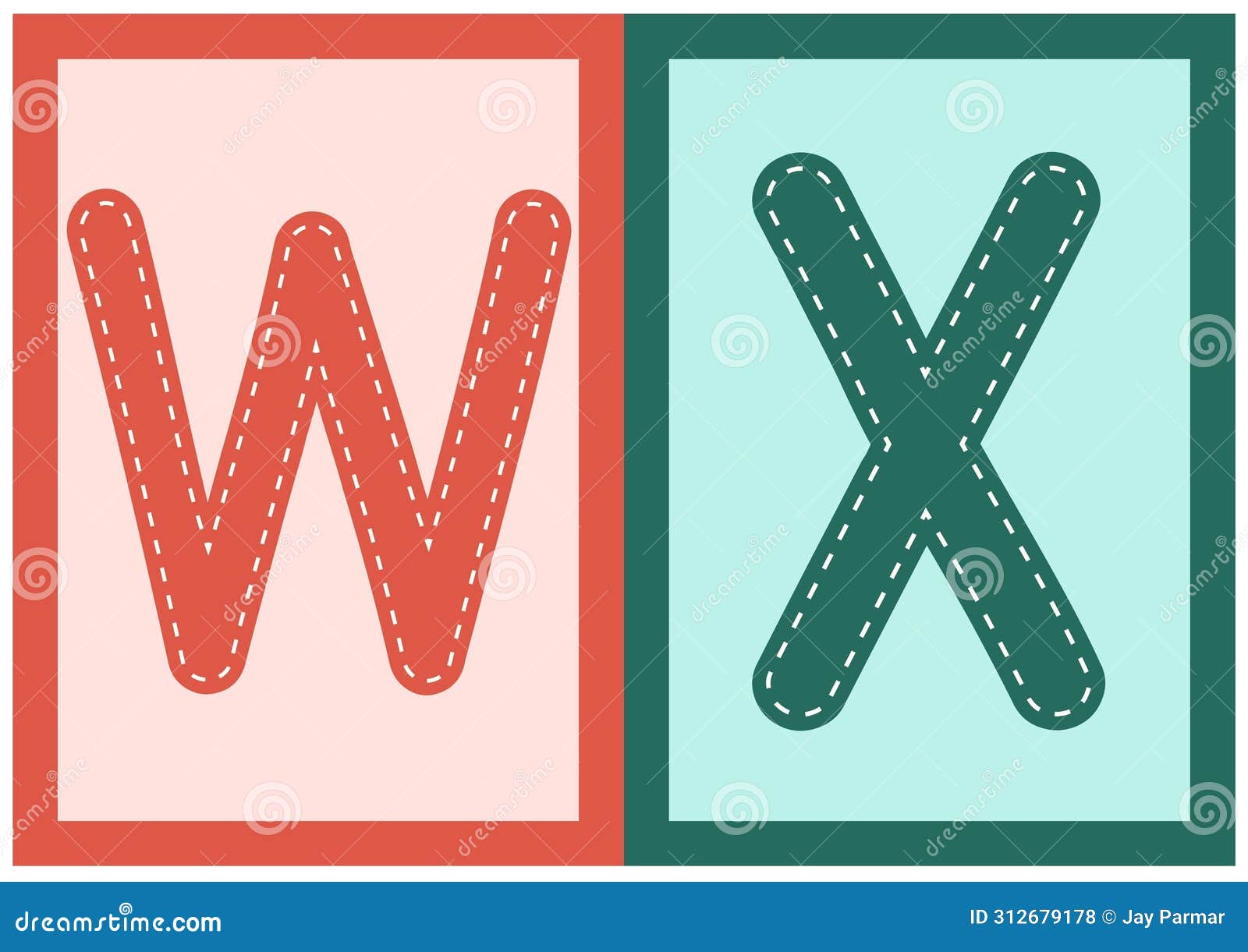 Colourful Stitched Letters Alphabet Flashcards - 12 Stock Illustration ...