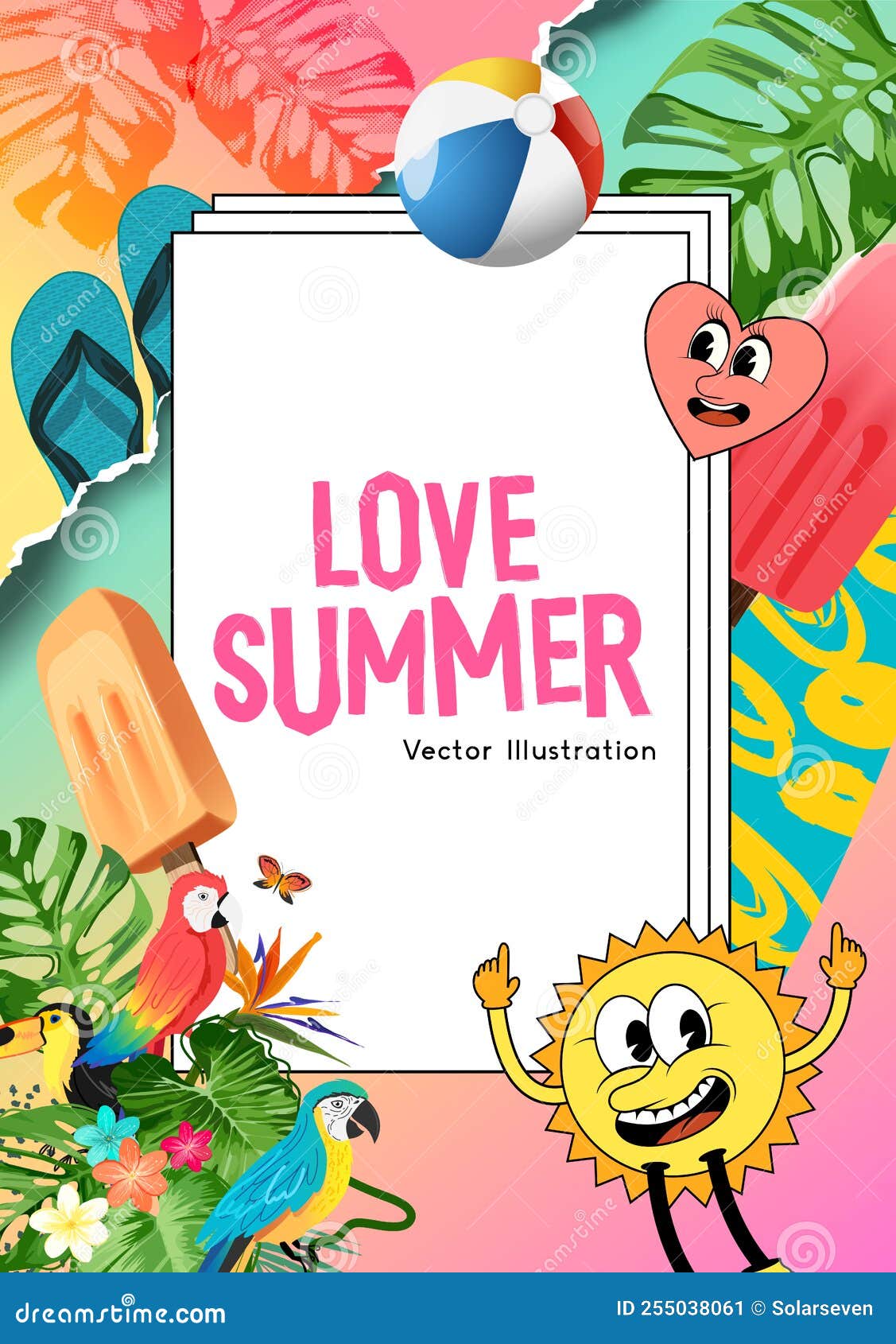 Colourful Summer Mash Up Background Frame Stock Vector - Illustration ...