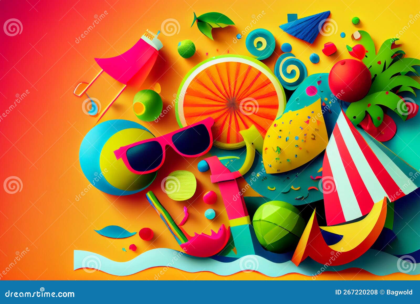 Colourful Summertime Fun Generative AI Illustration Stock Illustration ...