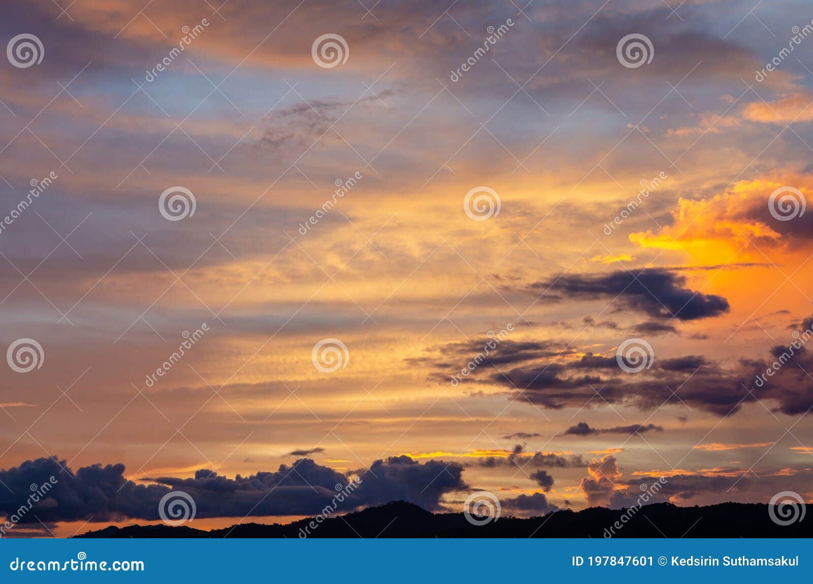 Colourful sunset sky stock image. Image of cloudy, clouds - 197847601
