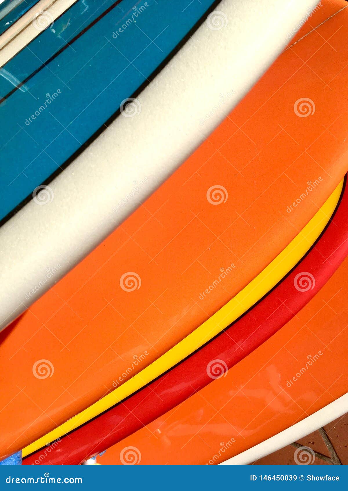 Colourful Surfboards Lined Up in a Row Stock Image - Image of orange ...