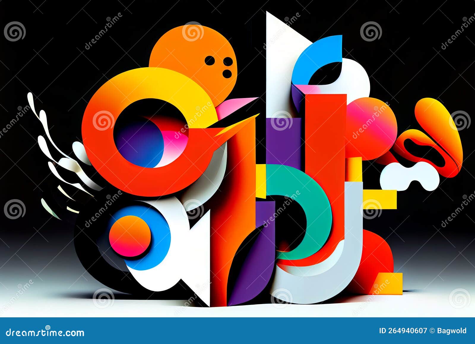Surreal Bold Abstract Shapes Generative AI Illustration Stock ...