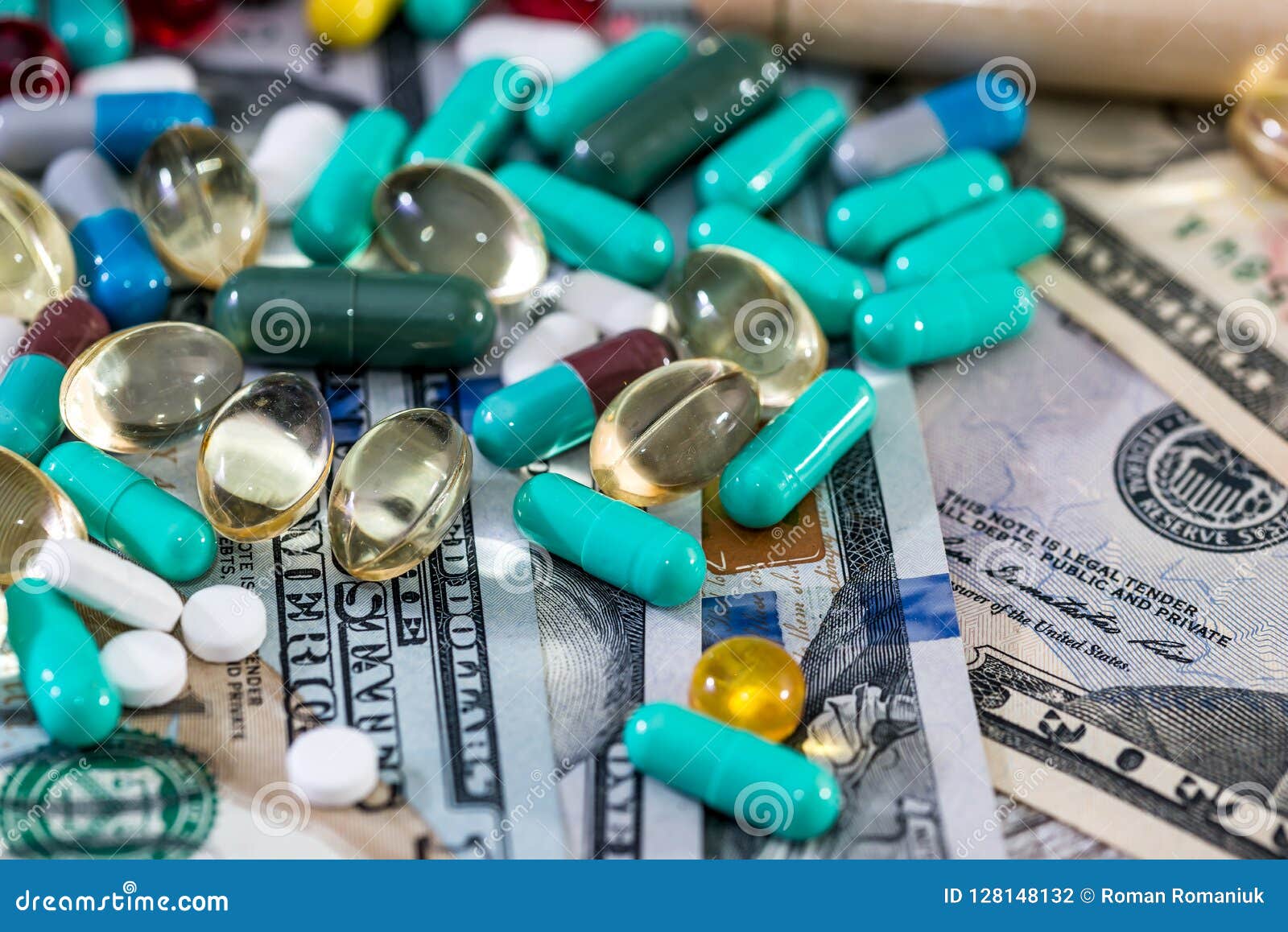 Colourful Tablets on Dollar Banknotes Stock Photo - Image of cash ...