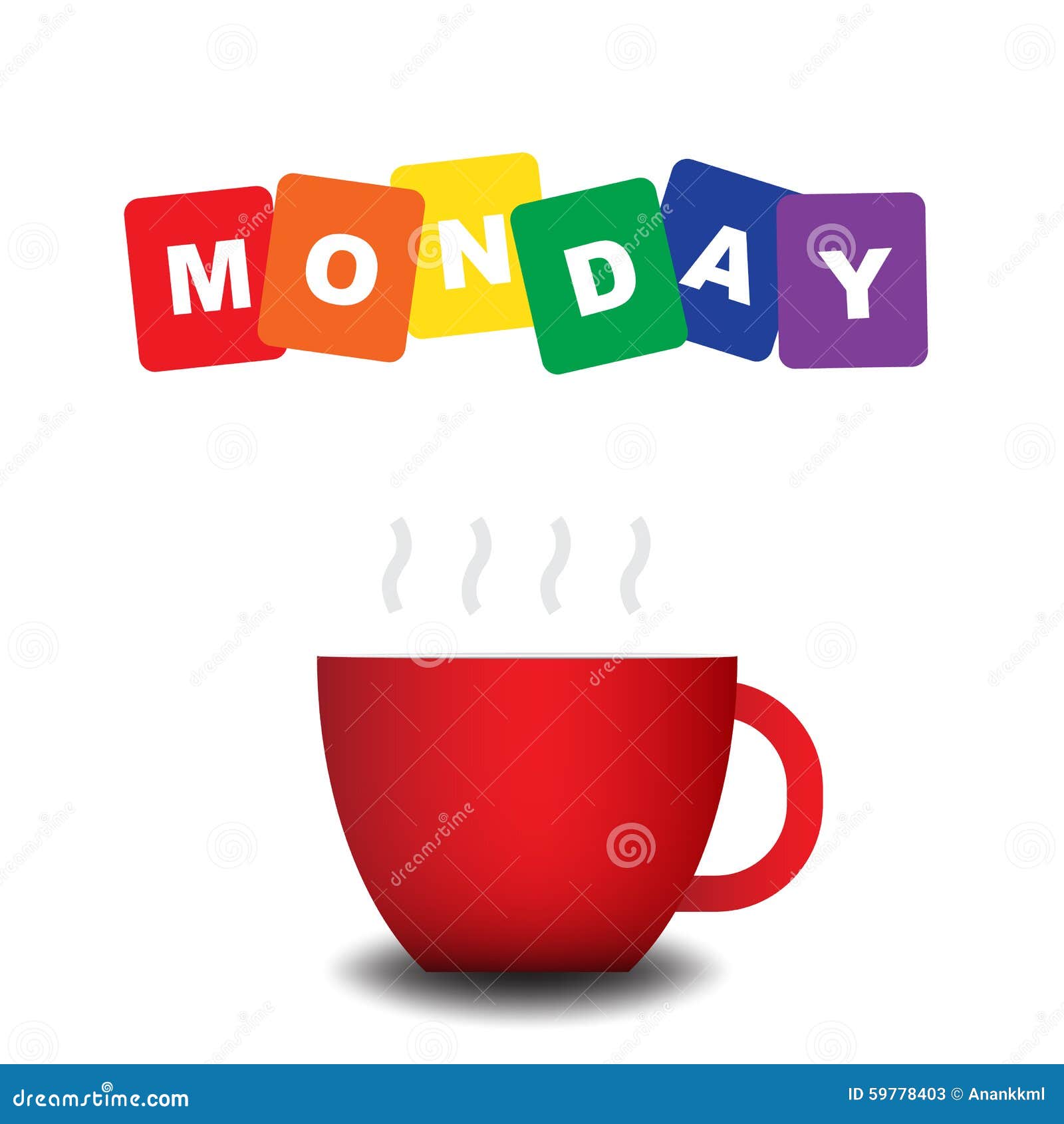 Colourful Text Monday with Red Cup Stock Vector - Illustration of good ...