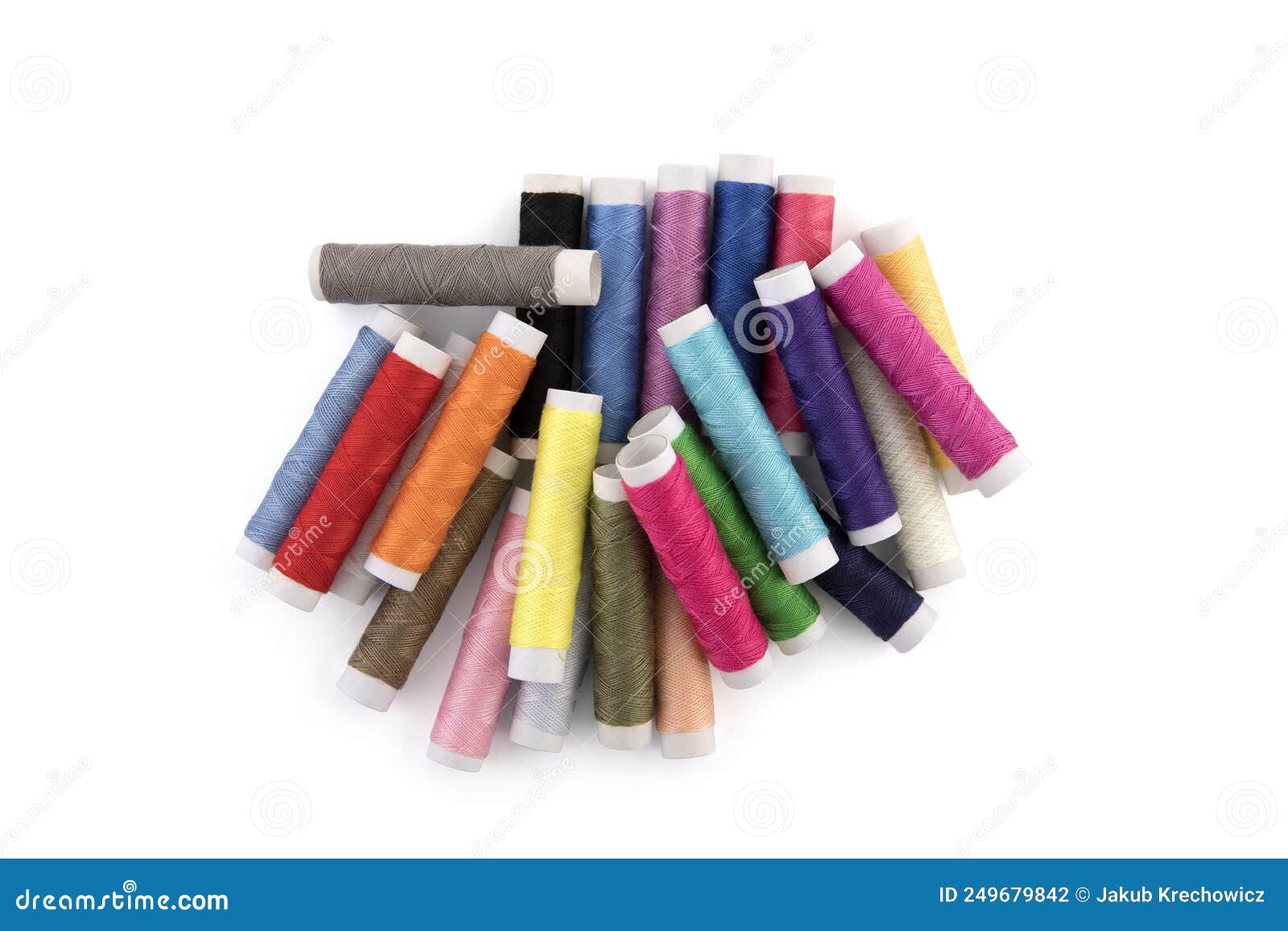 Colourful Thread Spools on White Background Stock Photo - Image of ...