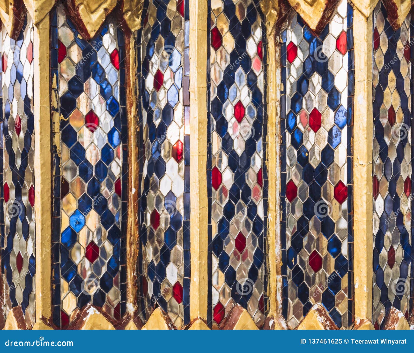 Colorful Tiles Pattern Thai Temple Decoration Stock Image - Image of ...