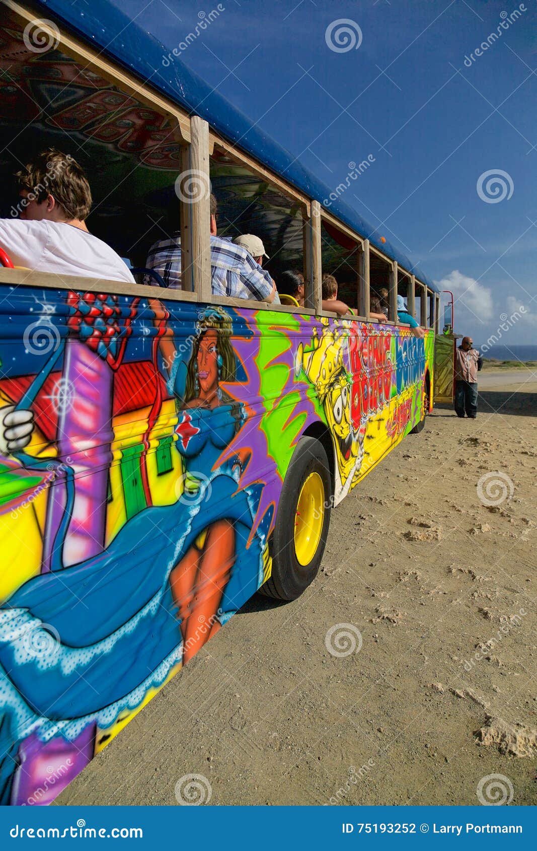 Colourful tourist bus editorial photography. Image of summer - 75193252