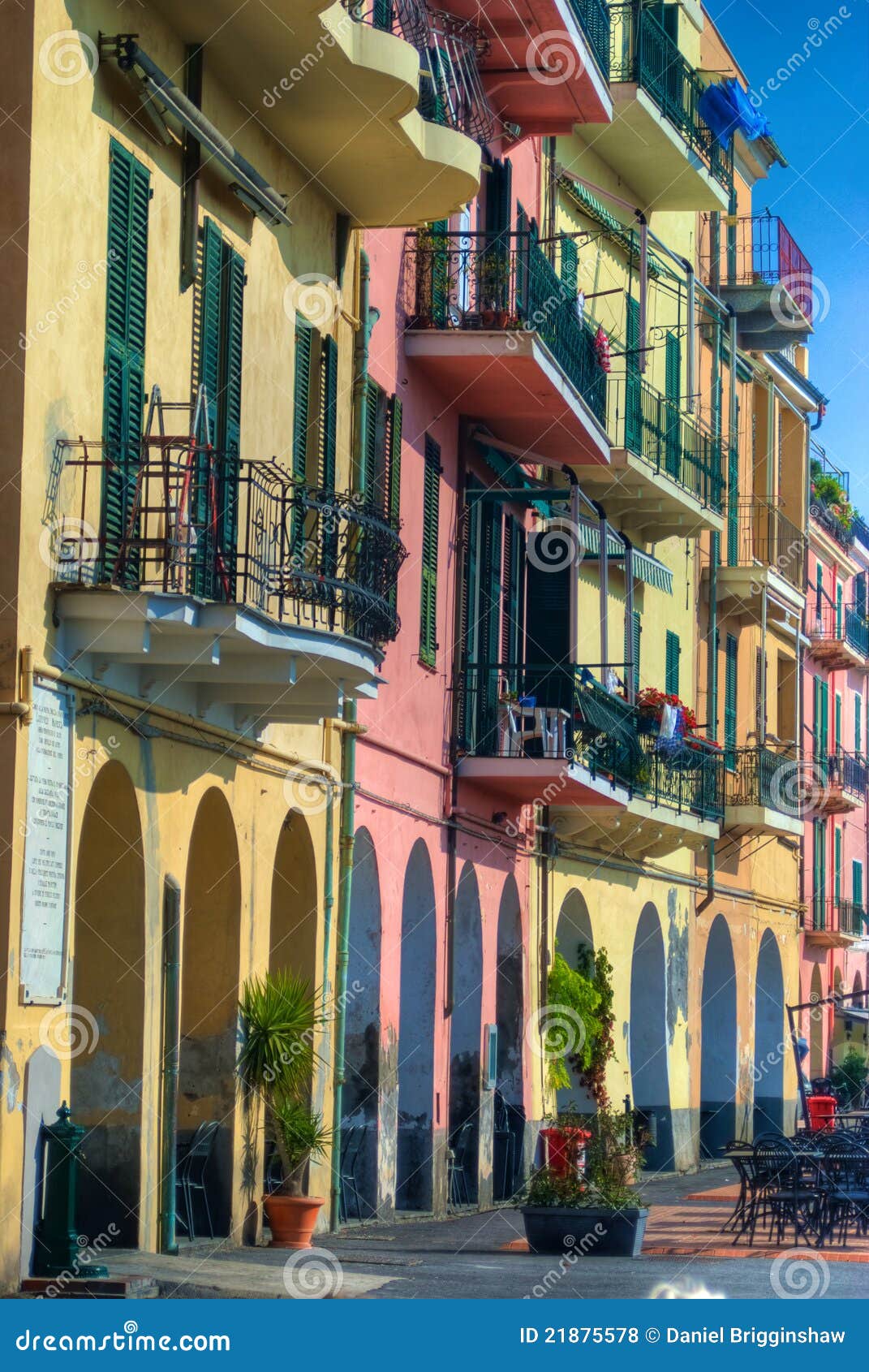 Colourful Town stock photo. Image of balcony, yellow - 21875578