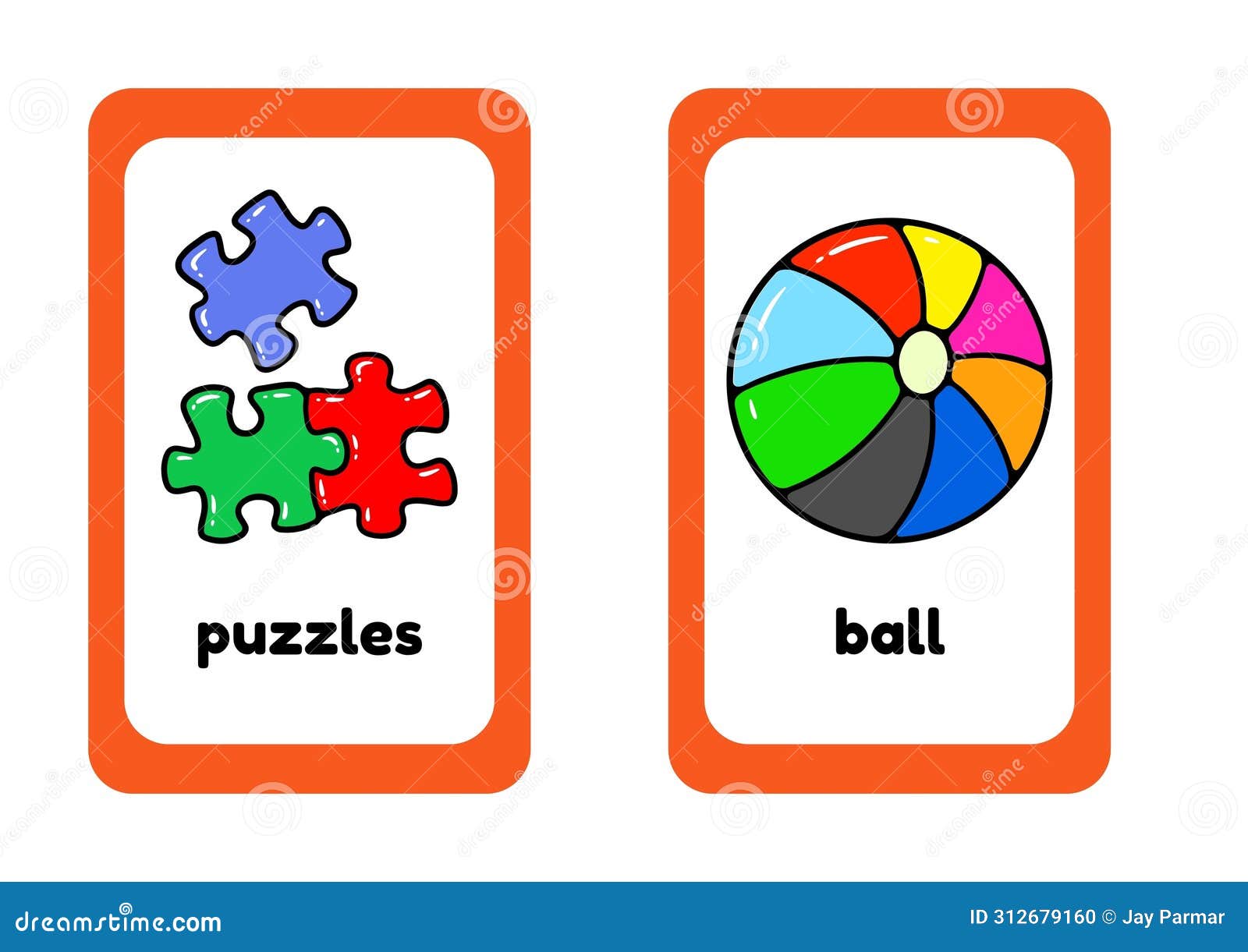 Colourful Toys Flashcards - 1 Stock Illustration - Illustration of ...