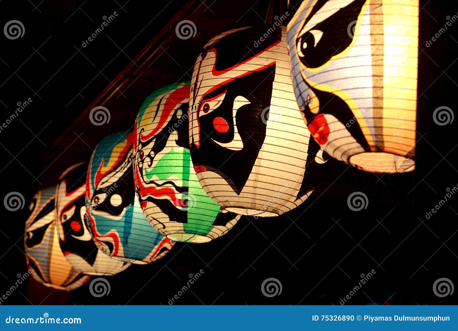 Colourful Traditional Japanese Light Lanterns Stock Photo - Image of ...