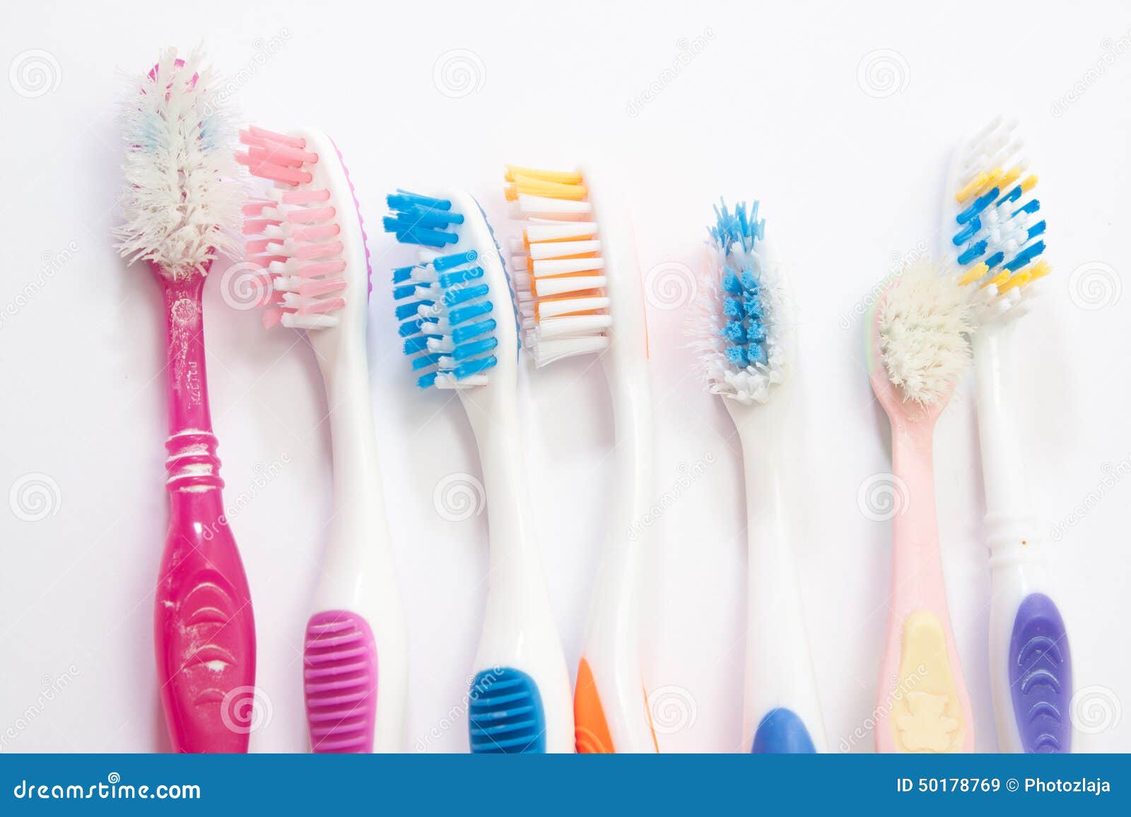 Colourful Used Toothbrushes Stock Image - Image of equipment, healthy ...