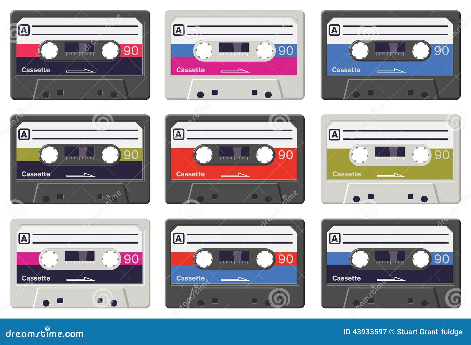 Colourful Vector Cassette Tapes Stock Vector - Illustration of ...