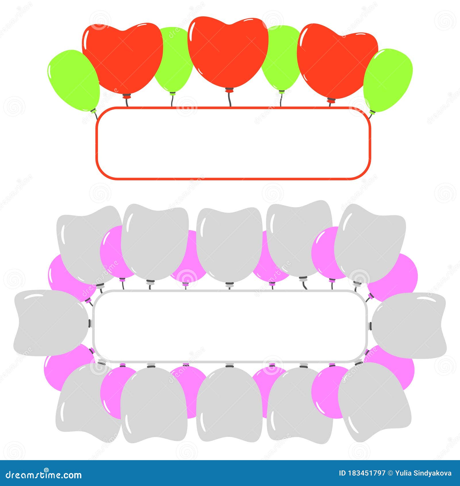 Colourful Vector Frames with Balloons. Invitation Border. Stock Vector ...