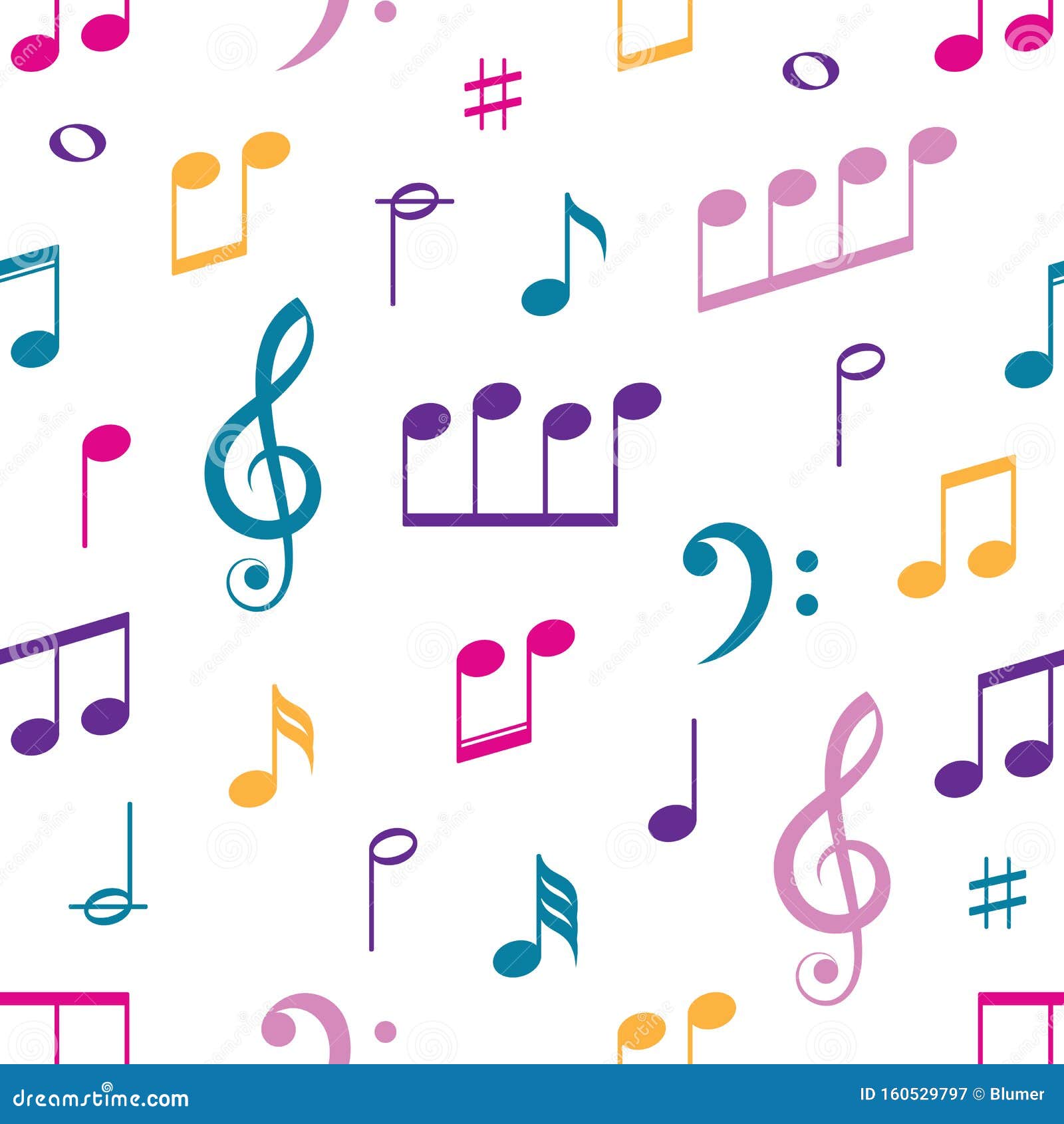 Vector Music Notes Seamless Pattern on White Stock Vector ...