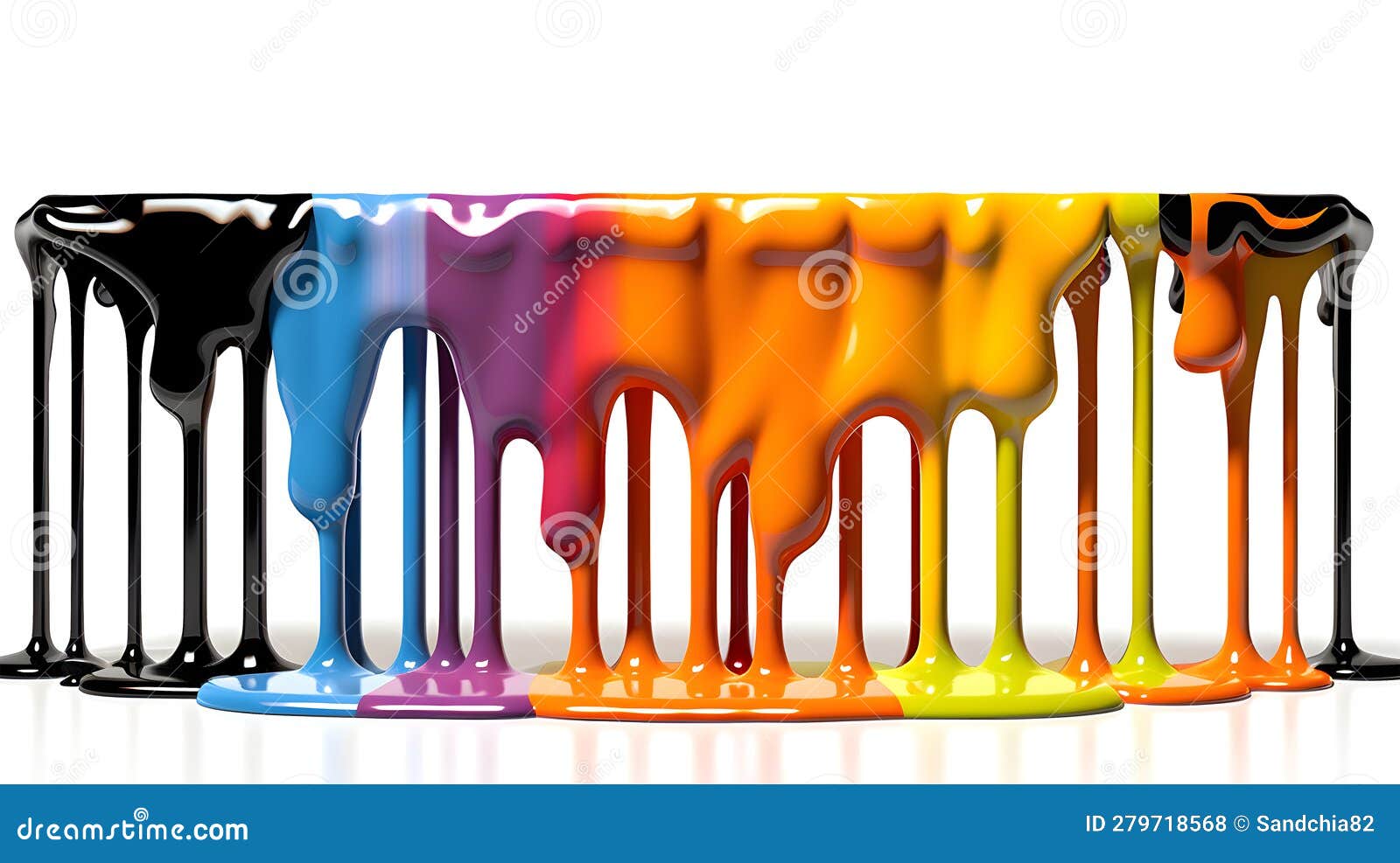 Colourful Vibrant Multi Colour Paint Dripping Isolated on White ...