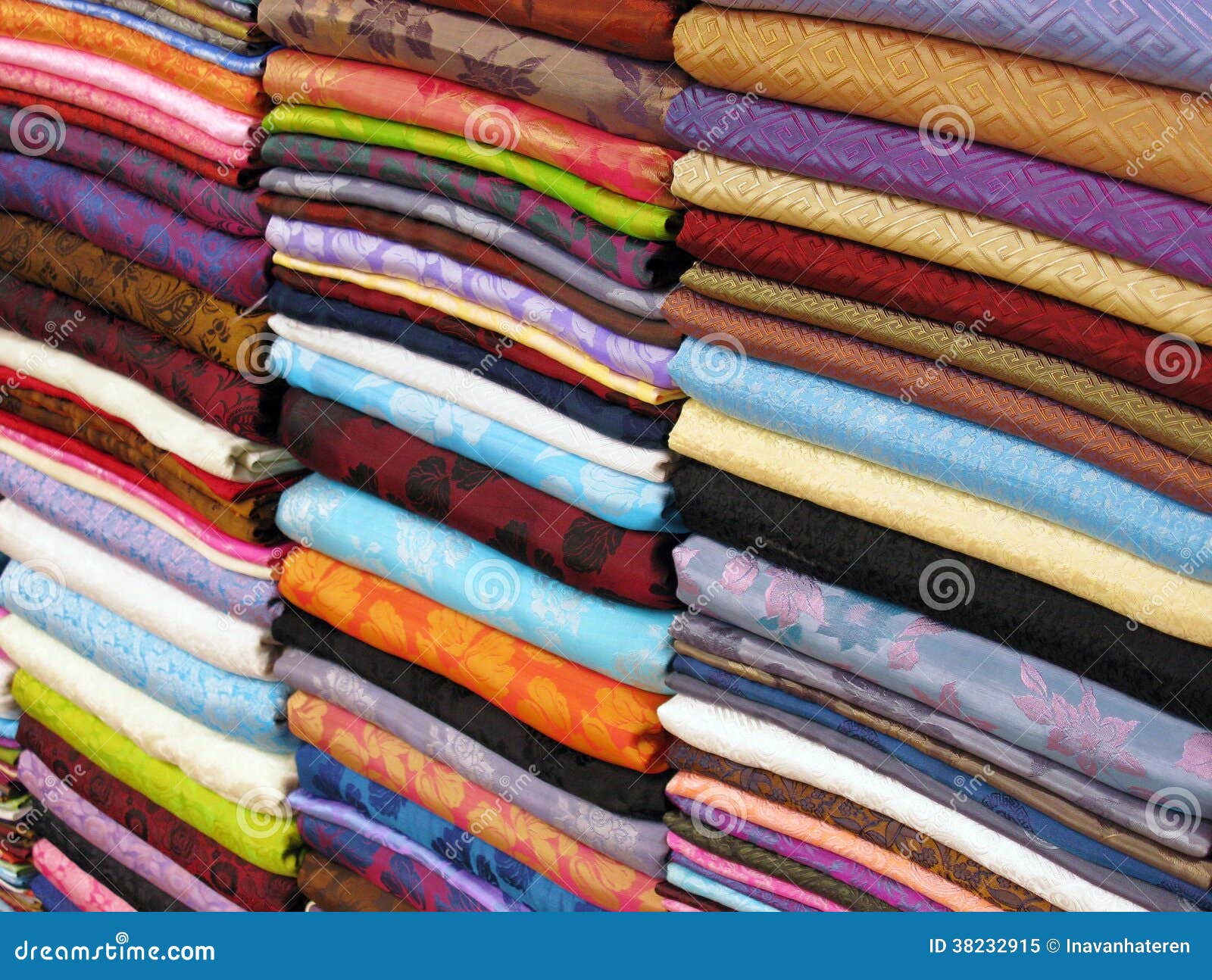 Colourful Vietnamese Textile Stock Image - Image of stacked, merchant ...