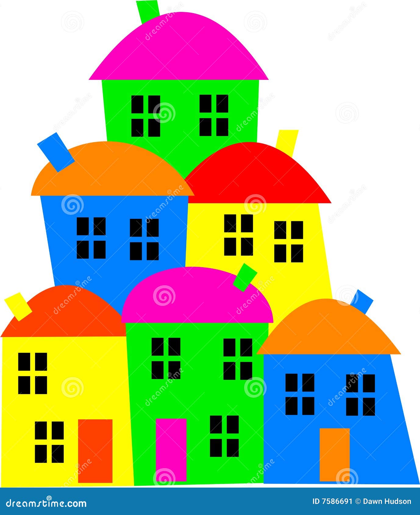 Colourful village stock vector. Illustration of graphic - 7586691