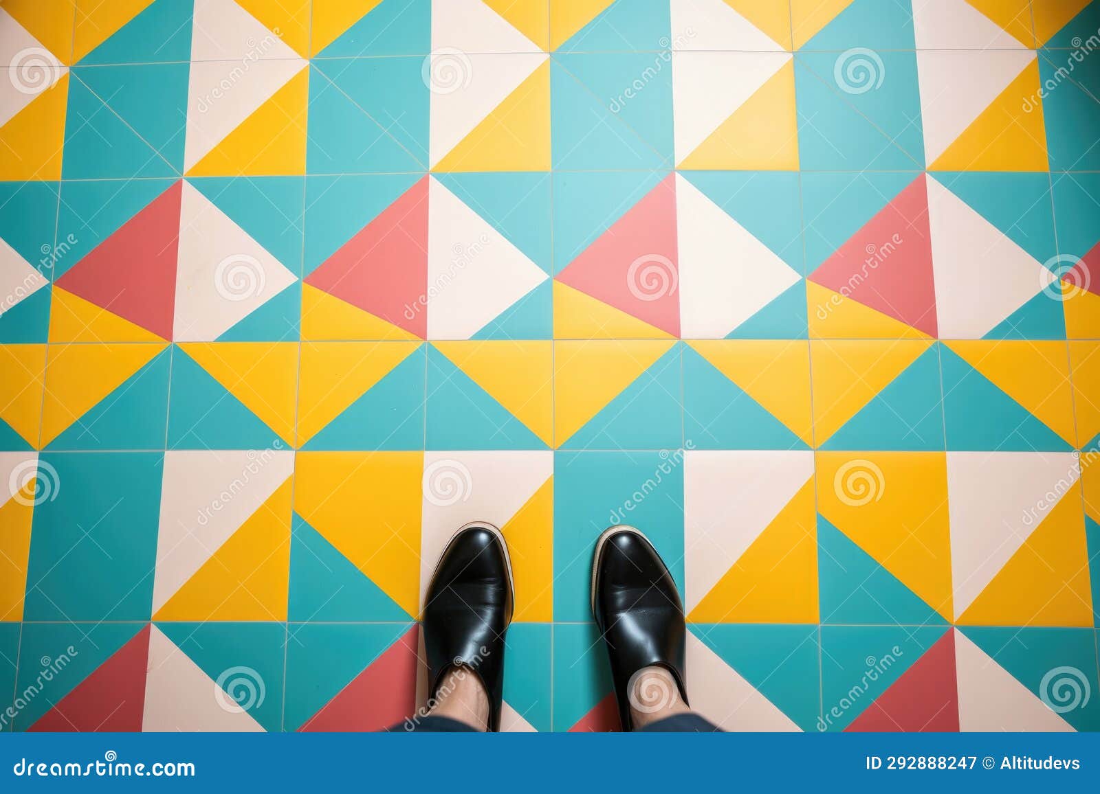 Colourful Vinyl Flooring with Geometric Patterns Stock Image - Image of ...