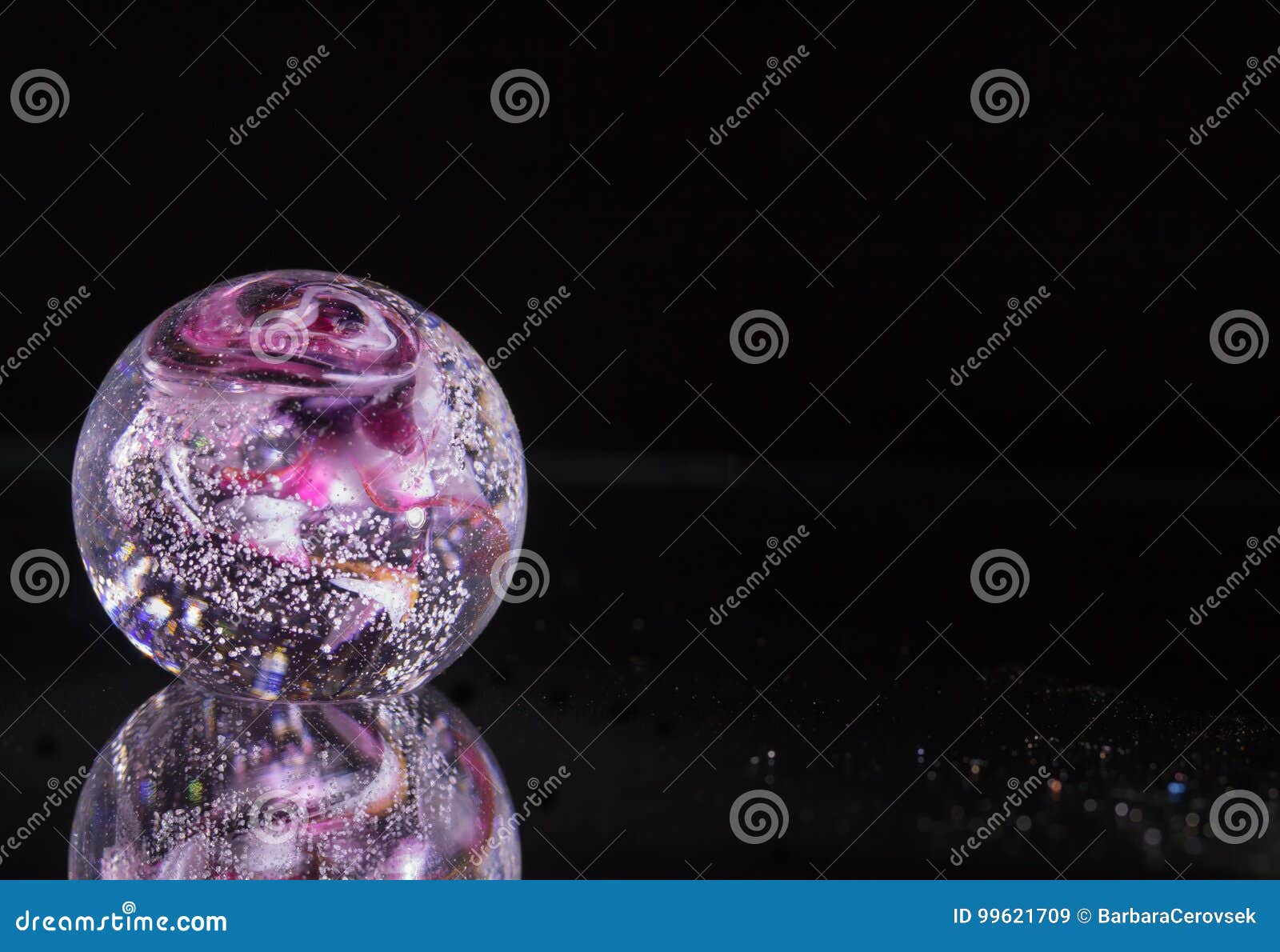 Colourful Violet Red White Sphere on Black Background with Reflection ...