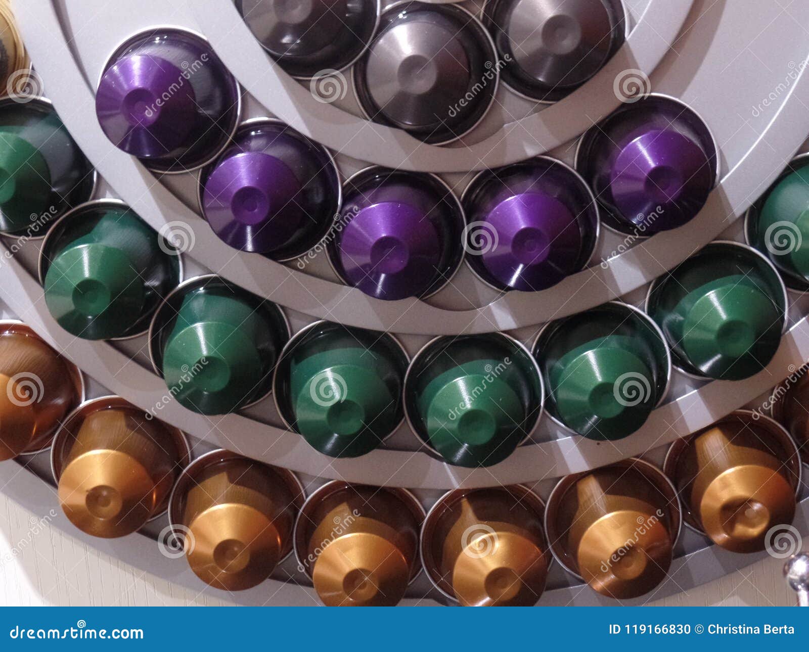 Colourful Espresso Coffee Capsule Display Stock Photo - Image of ...