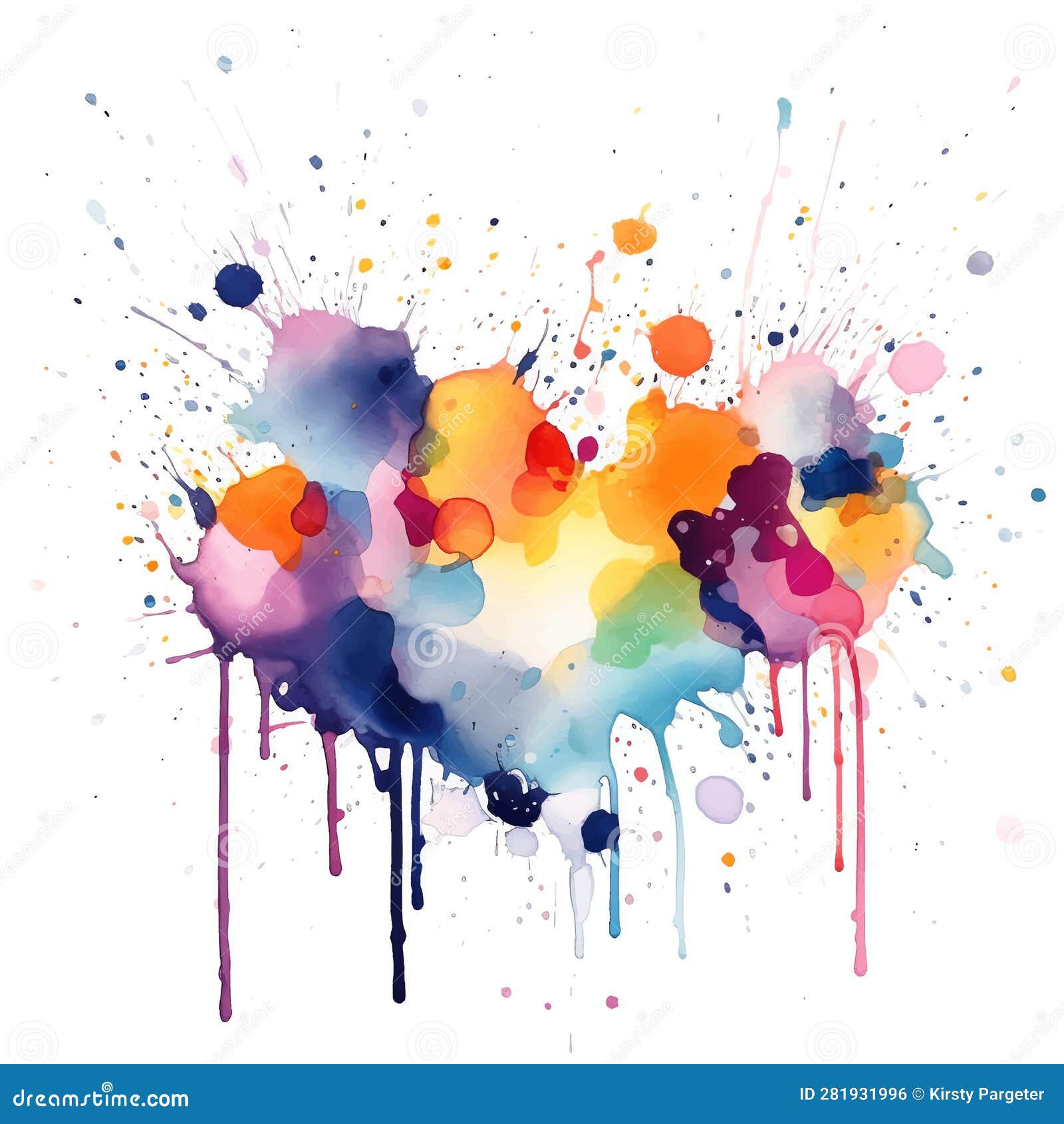 Colourful Watercolour Splatter with Drips Stock Vector - Illustration ...
